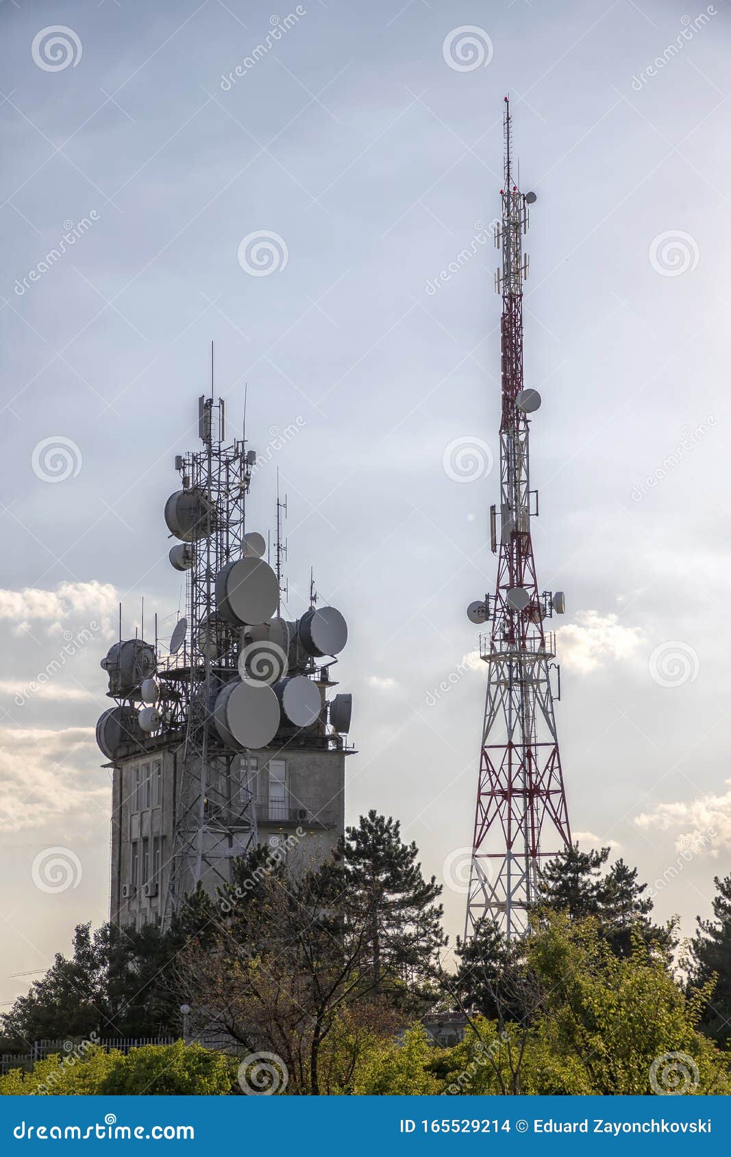 Mobile Communication Tower with Control Devices Stock Photo - Image of ...