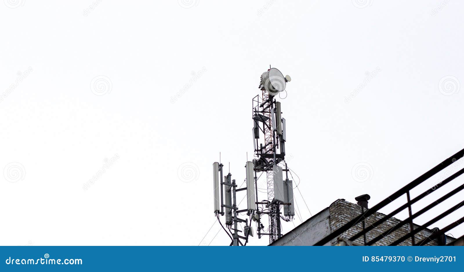 Mobile Communications Tower on a Tall Building Stock Photo - Image of ...