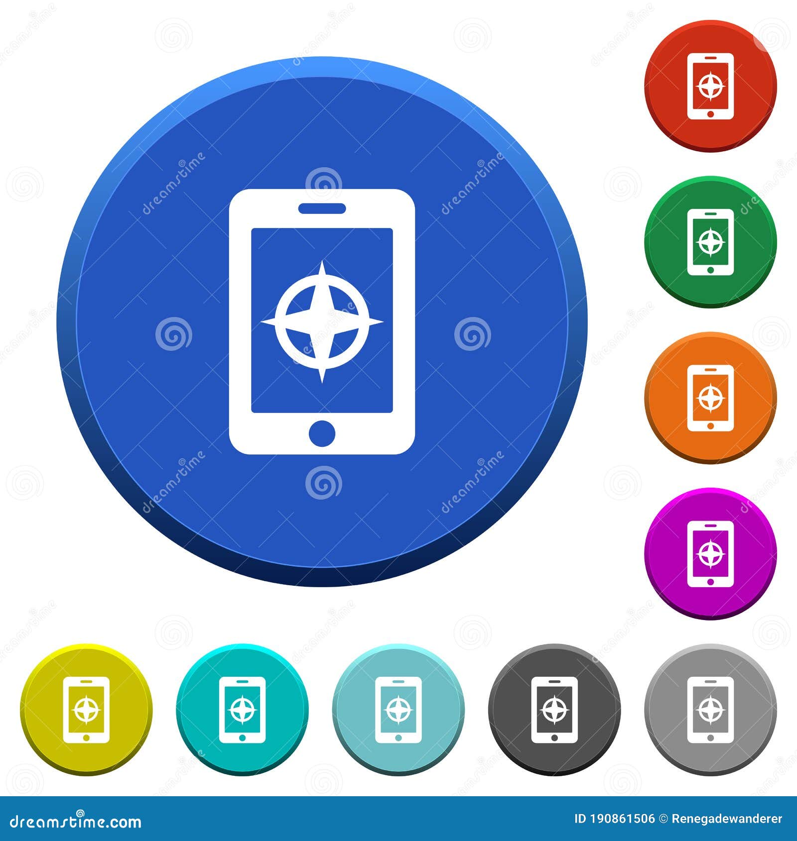 Mobile Compass Beveled Buttons Stock Vector - Illustration of selvedge ...