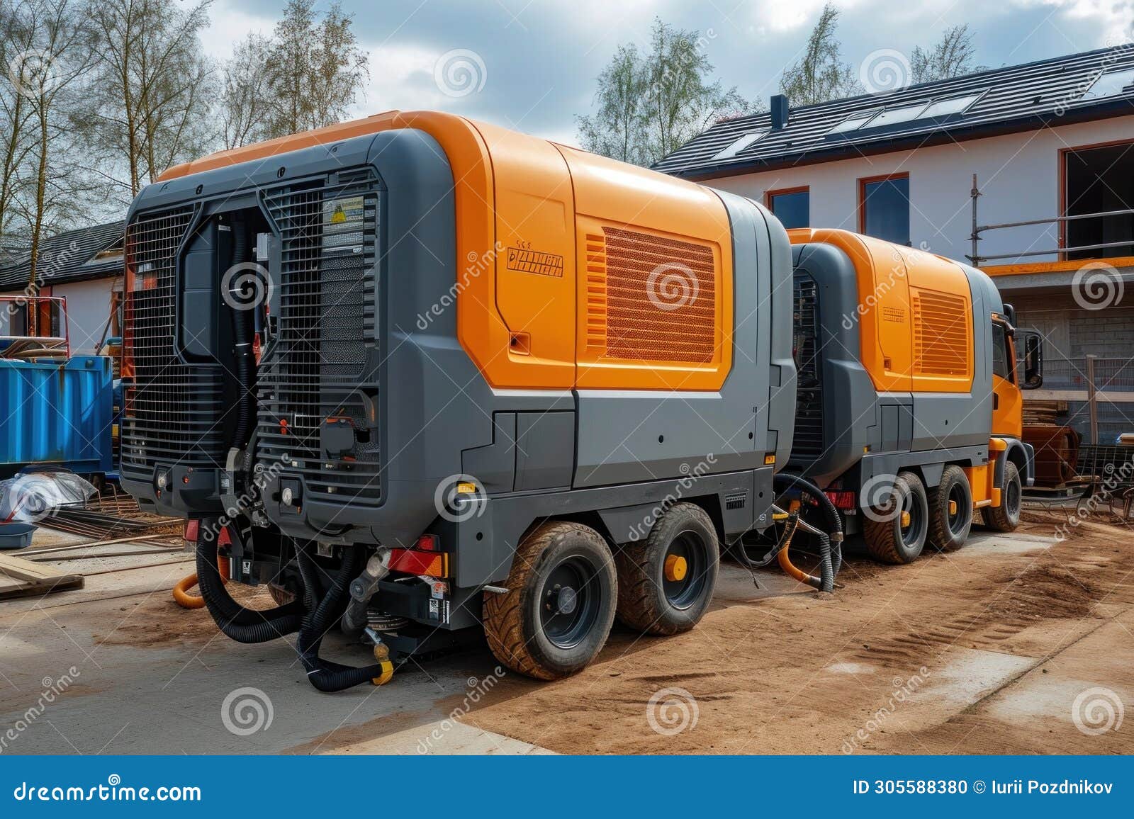 Mobile Compressor for Construction Stock Photo - Image of safety ...