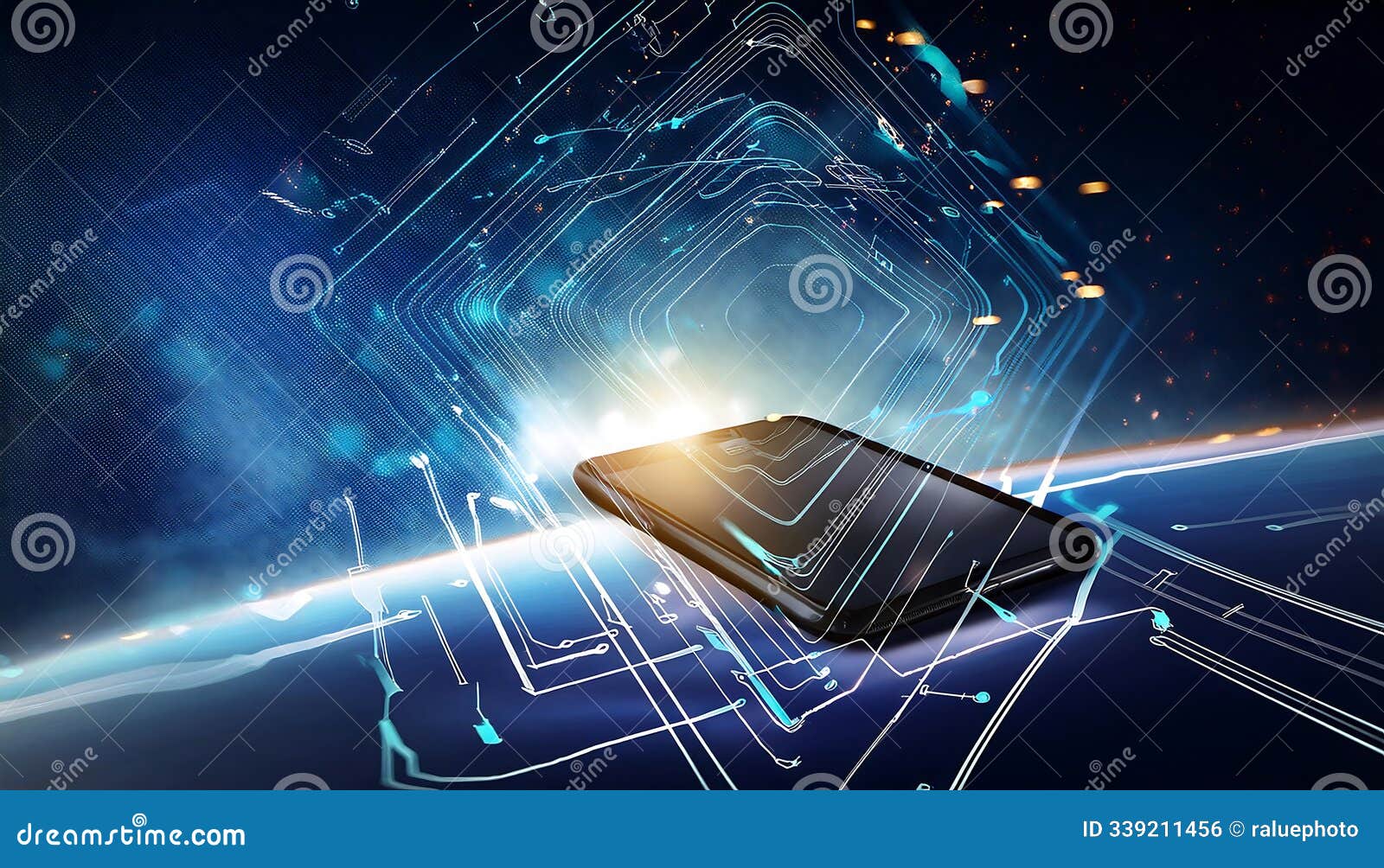 Mobile and Computer Graphics with a Space Abstract Background Stock ...