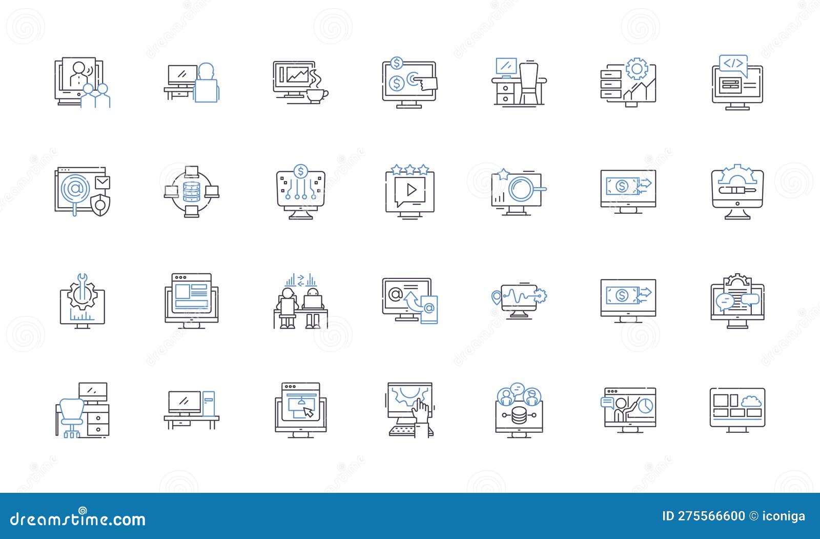 Mobile Computing Line Icons Collection. Mobility, Connectivity ...