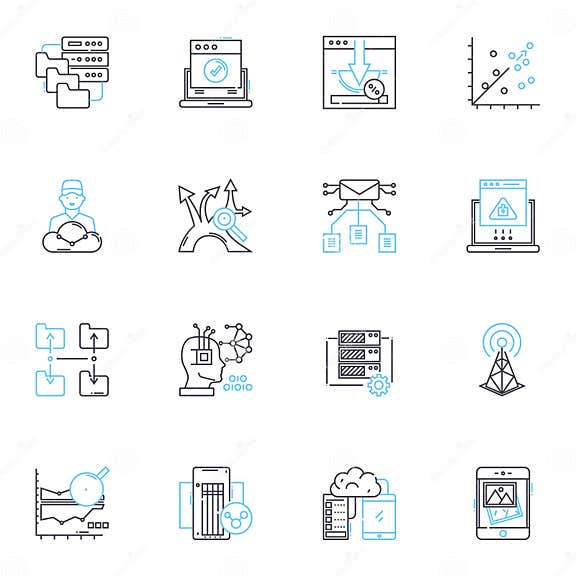 Mobile Computing Linear Icons Set. Mobility, Portability, Connectivity ...