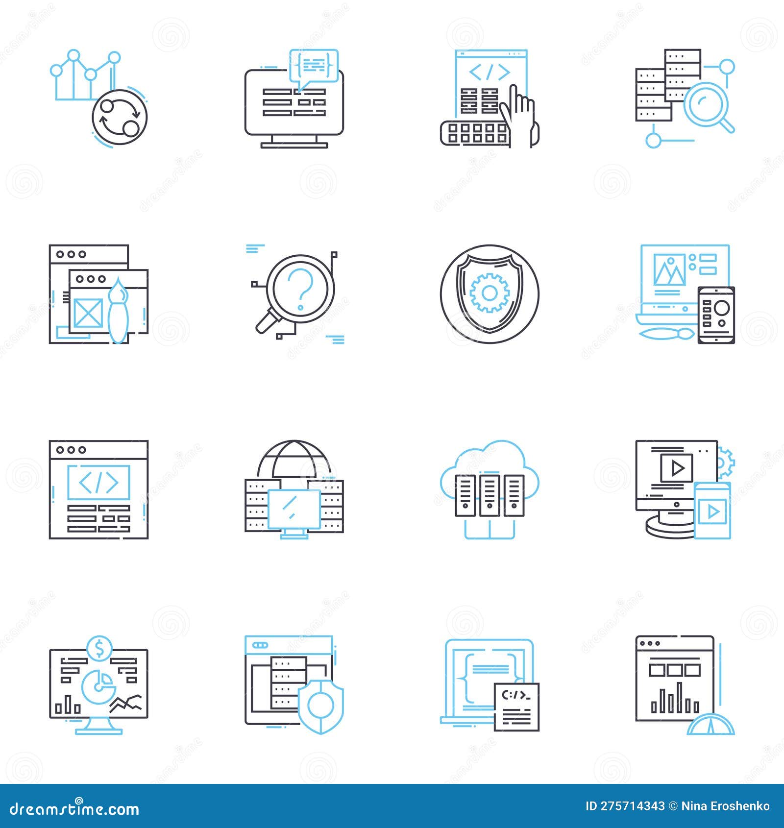 Mobile Computing Linear Icons Set. Portability, Connectivity, Mobility ...