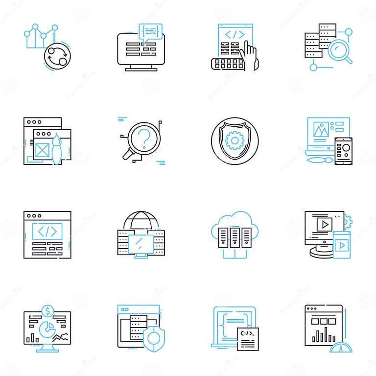 Mobile Computing Linear Icons Set. Portability, Connectivity, Mobility ...