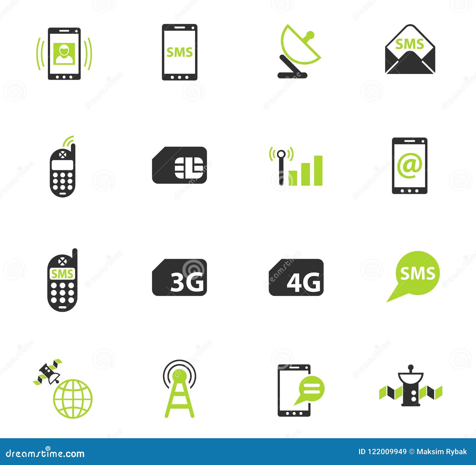 Mobile connection icon set stock vector. Illustration of mobile - 122009949