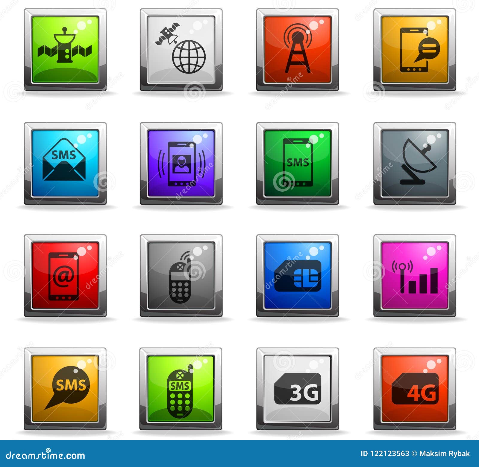 Mobile connection icon set stock vector. Illustration of phone - 122123563