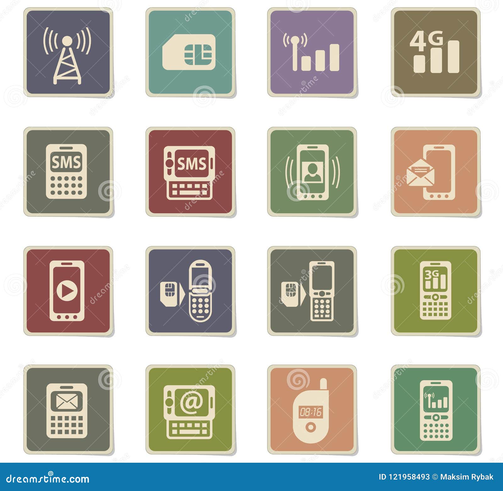 Mobile connection icon set stock illustration. Illustration of ...