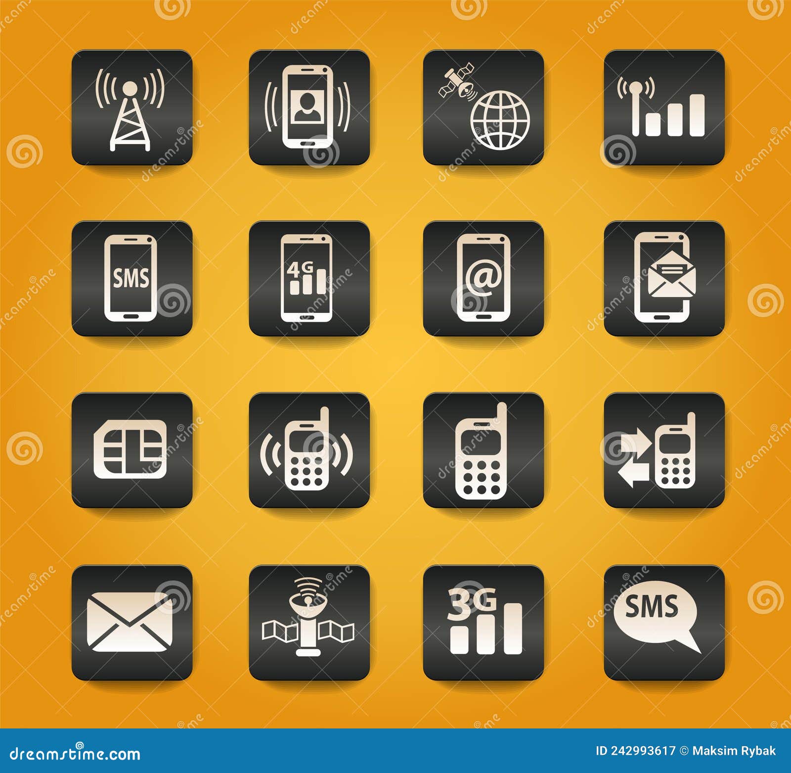 Mobile connection icon set stock vector. Illustration of gadget - 242993617
