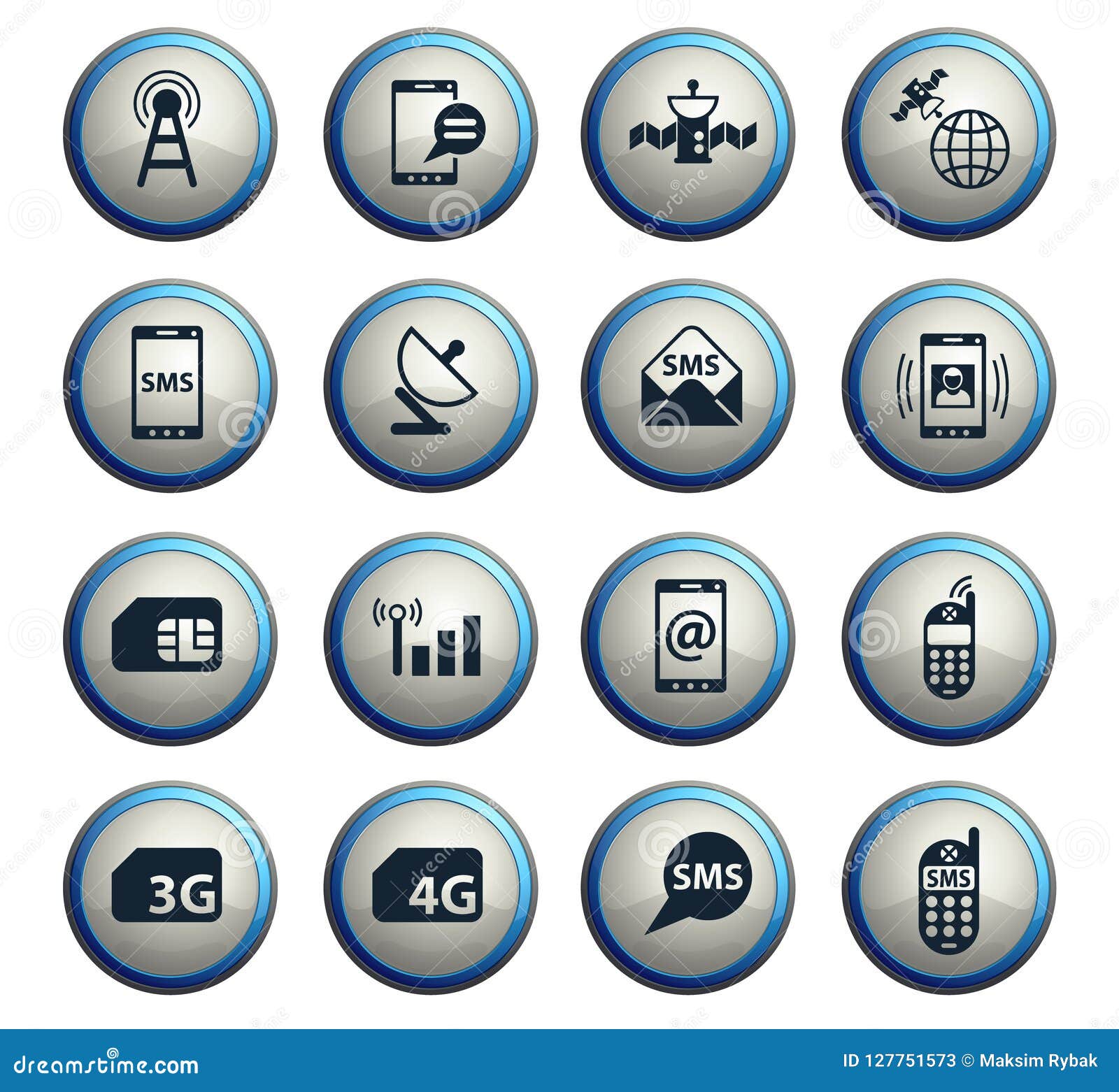 Mobile connection icon set stock vector. Illustration of connection ...