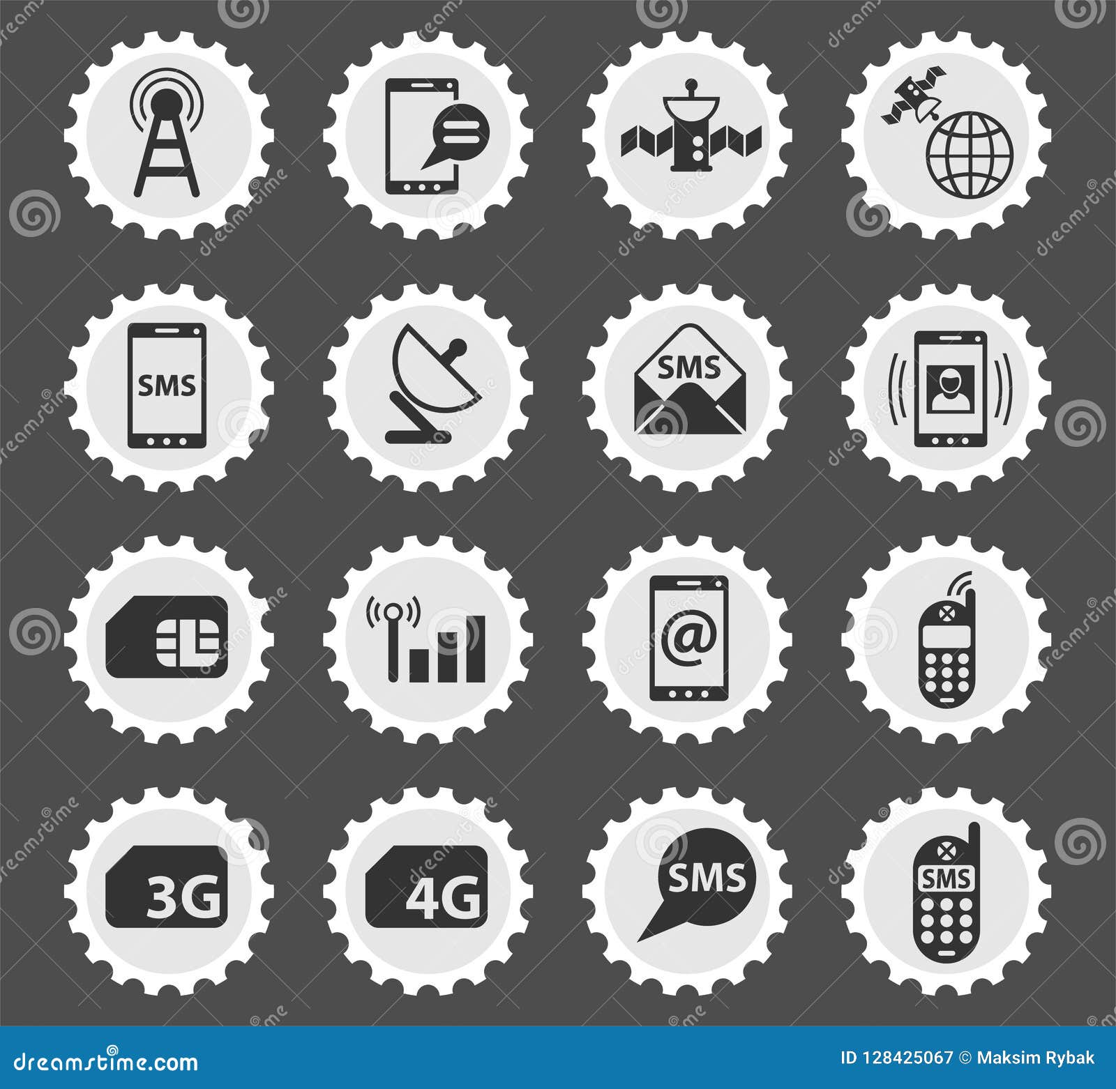 Mobile connection icon set stock illustration. Illustration of phone ...