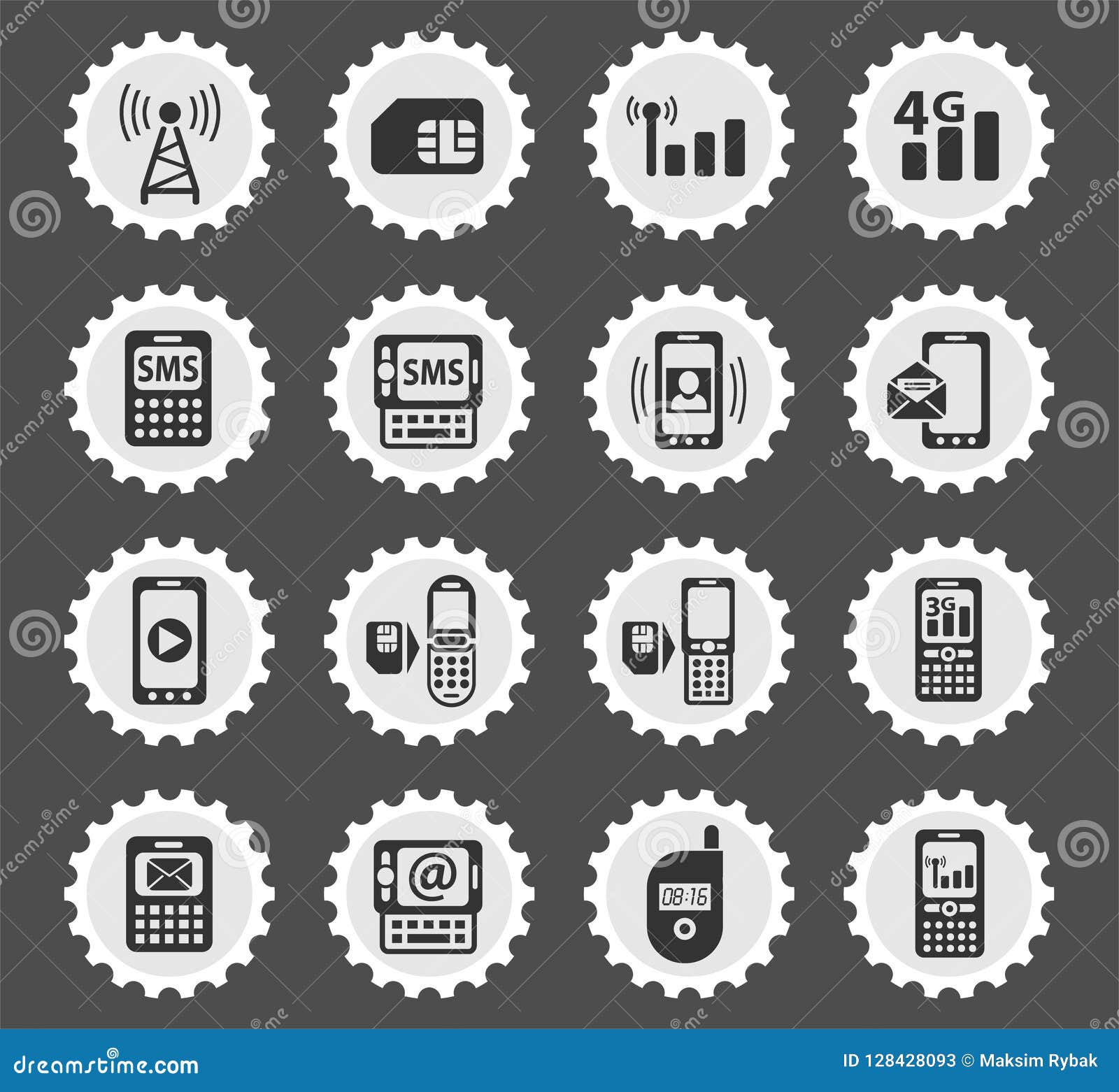 Mobile connection icon set stock vector. Illustration of vibration ...