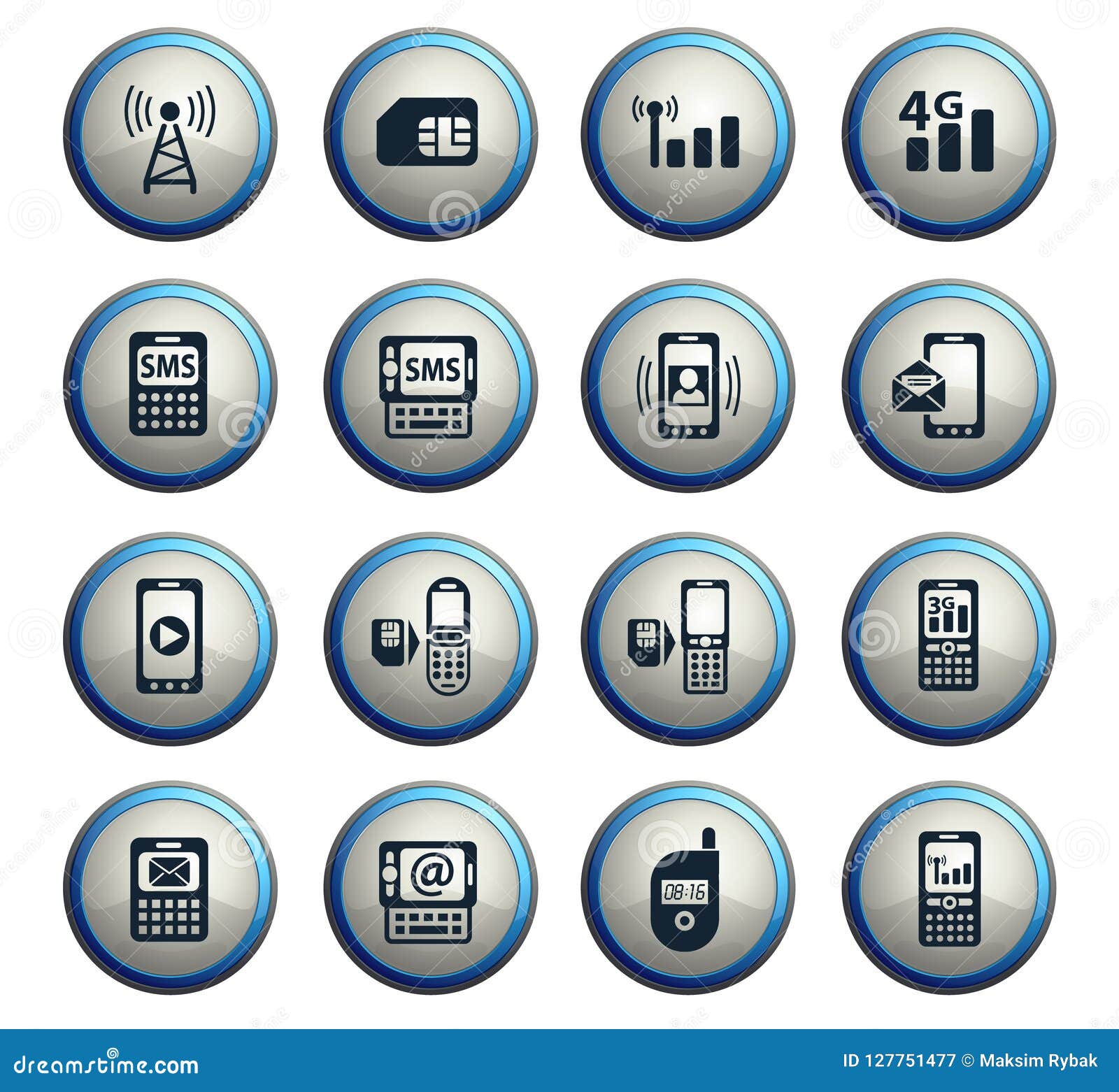 Mobile connection icon set stock vector. Illustration of gadget - 127751477