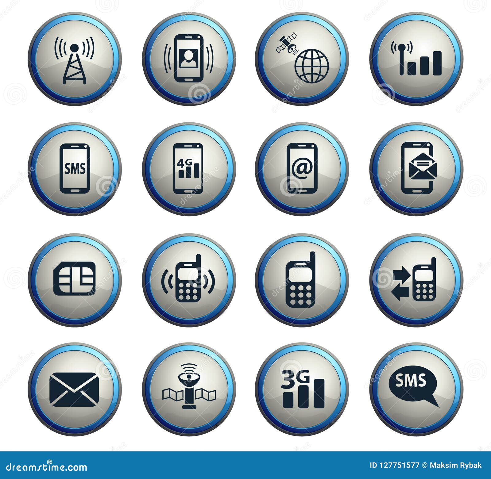 Mobile connection icon set stock vector. Illustration of mail - 127751577