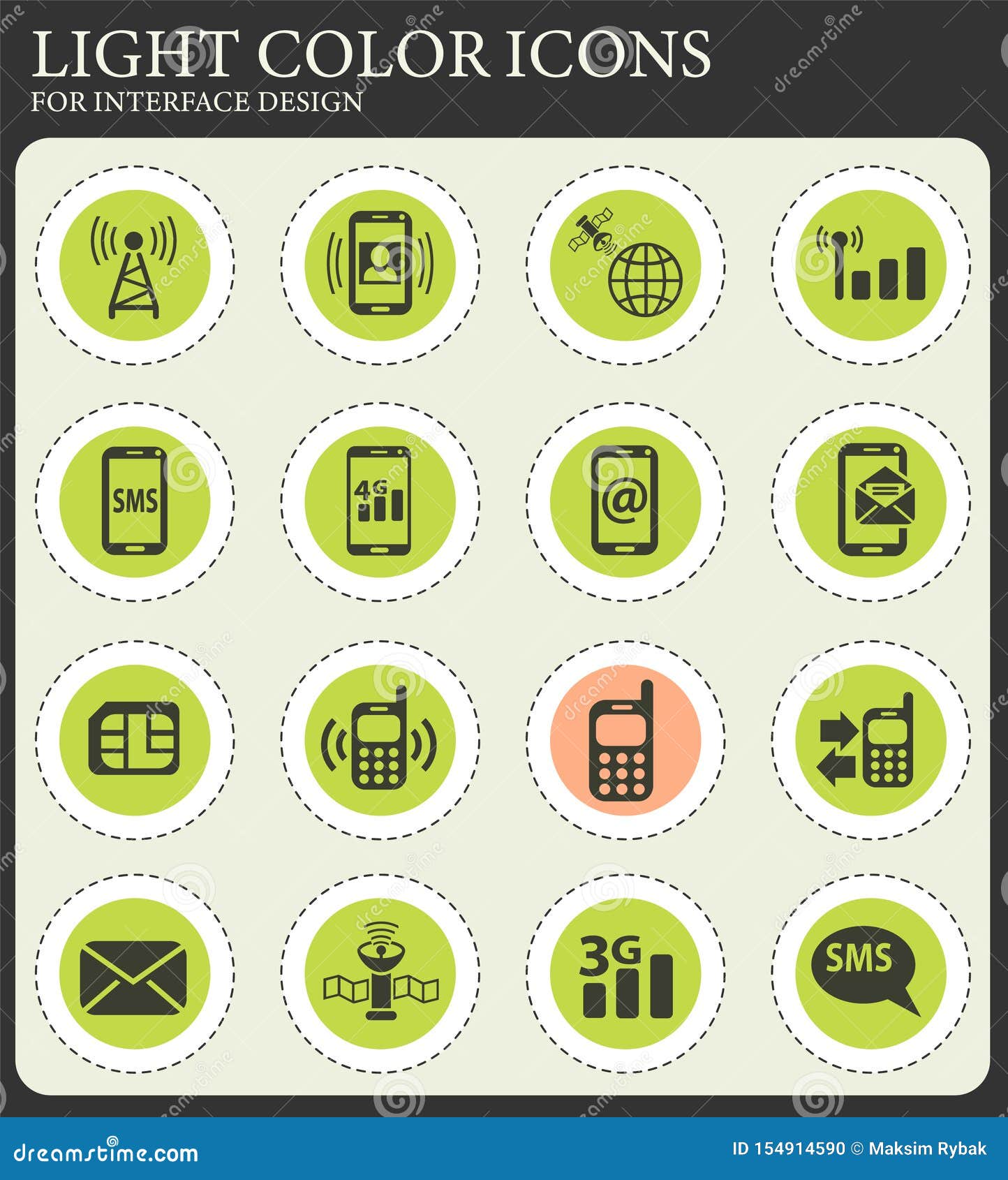 Mobile connection icon set stock vector. Illustration of phones - 154914590