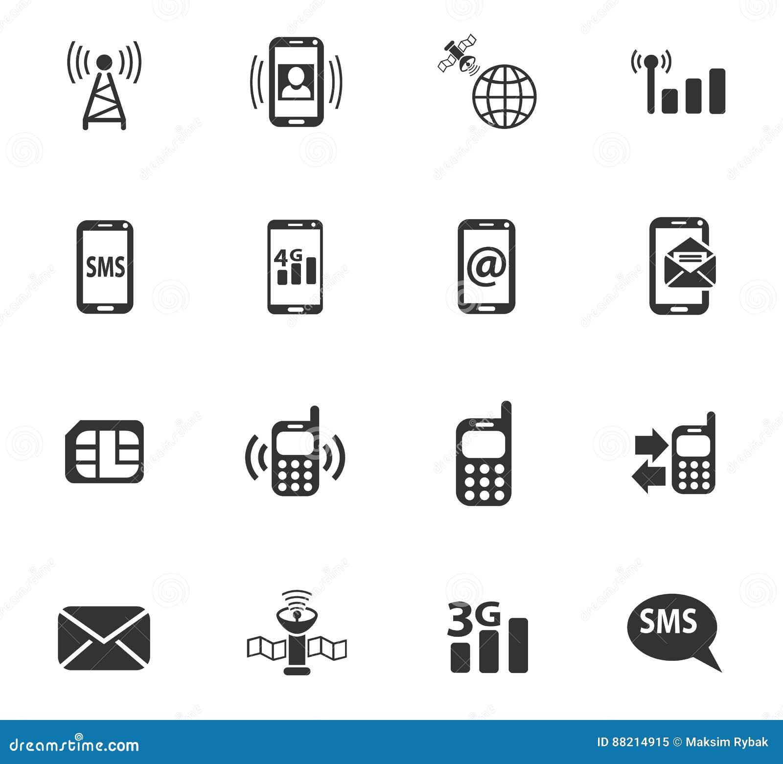 Mobile connection icon set stock vector. Illustration of phone - 88214915