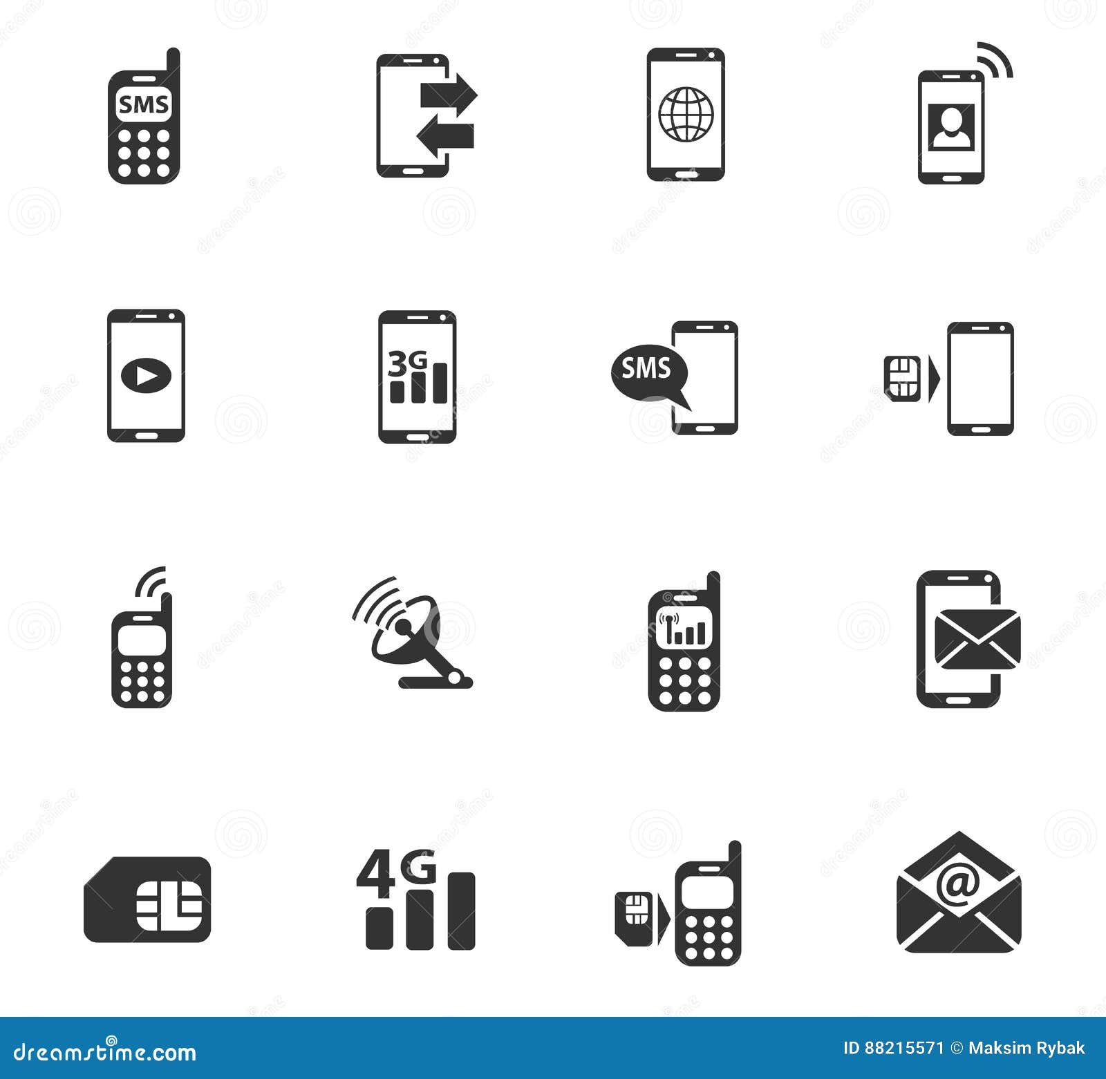 Mobile connection icon set stock vector. Illustration of electronic ...