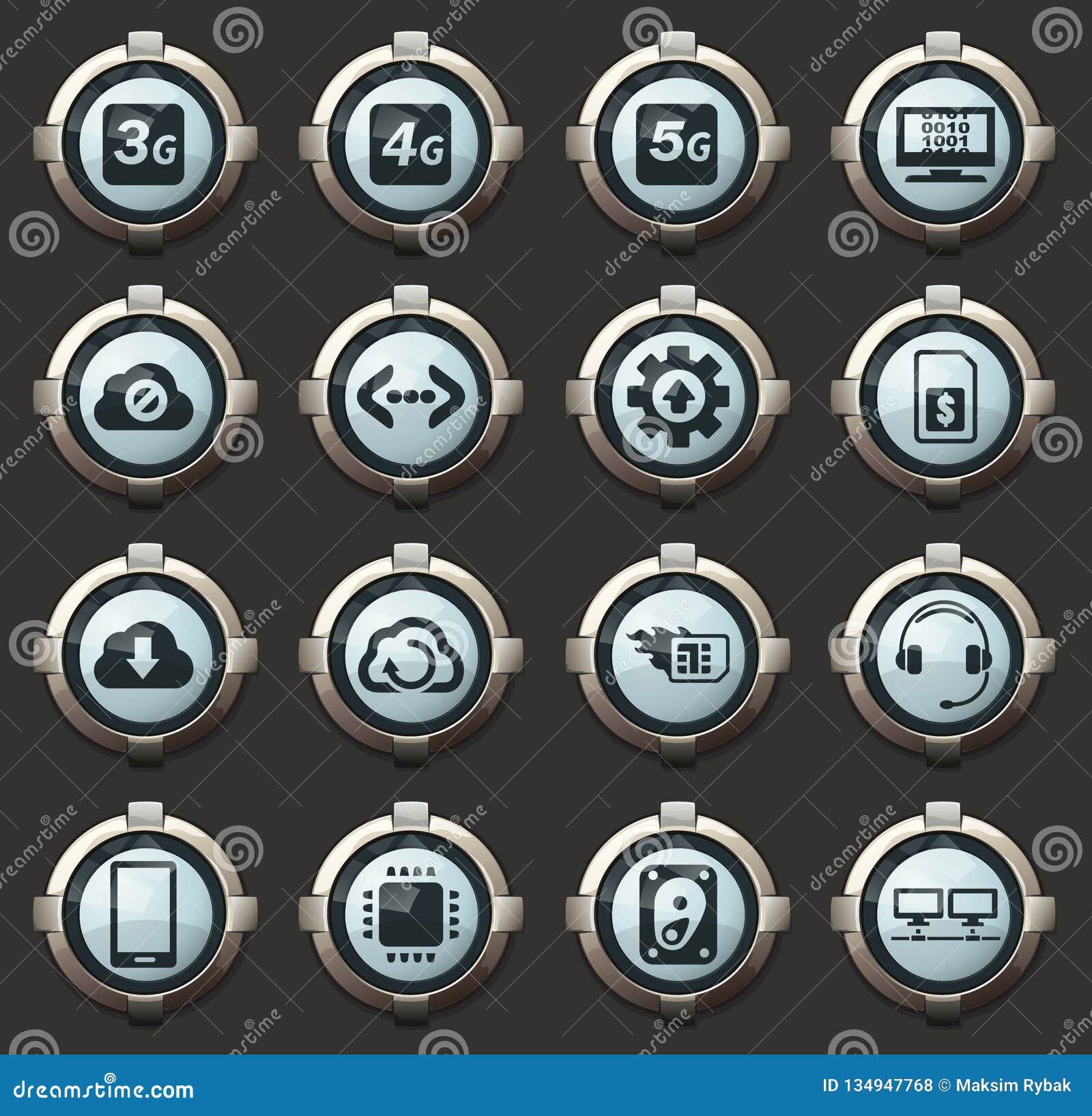 Mobile Connection Icons Set Stock Vector - Illustration of encryption ...