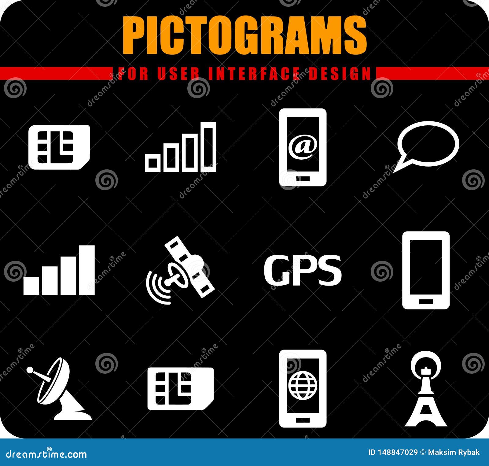 Mobile Connecttion Icons Set Stock Vector - Illustration of vector ...