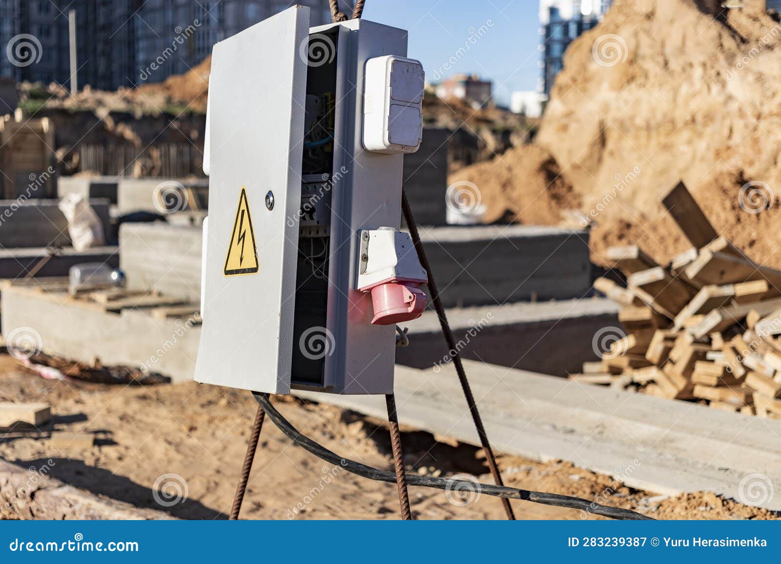 Mobile Construction Site Power Panel. Supply of Electricity during ...