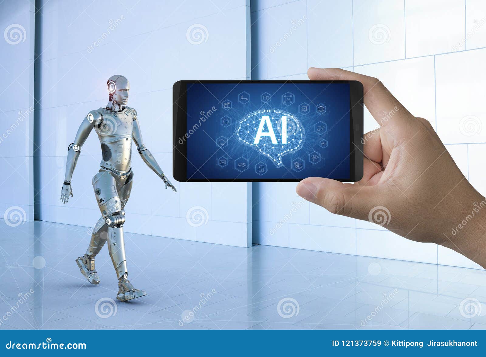 Mobile control ai stock illustration. Illustration of futuristic ...