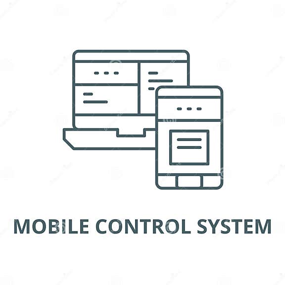Mobile Control System Vector Line Icon, Linear Concept, Outline Sign ...