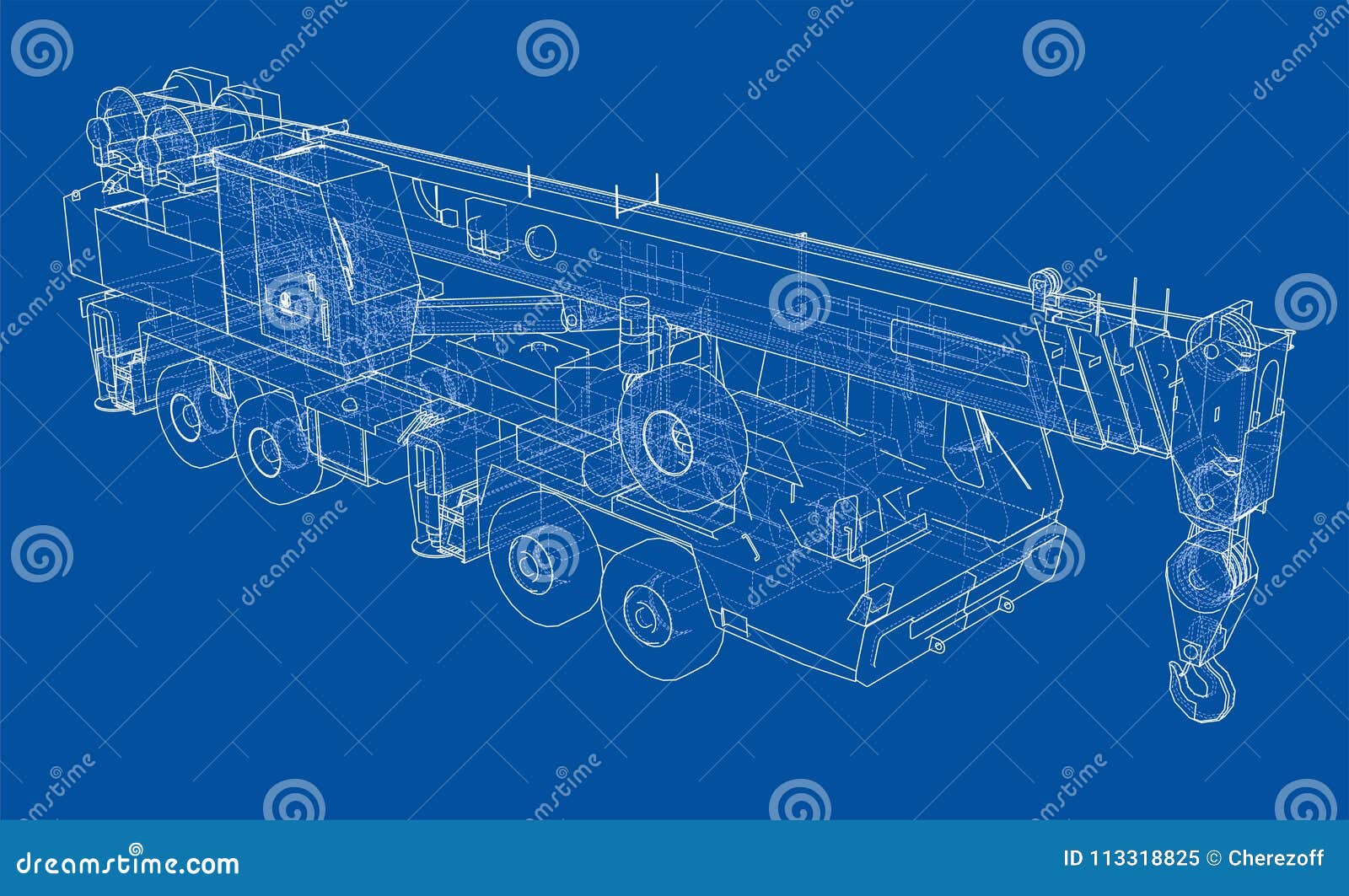 Mobile crane blueprint stock illustration. Illustration of carrier ...