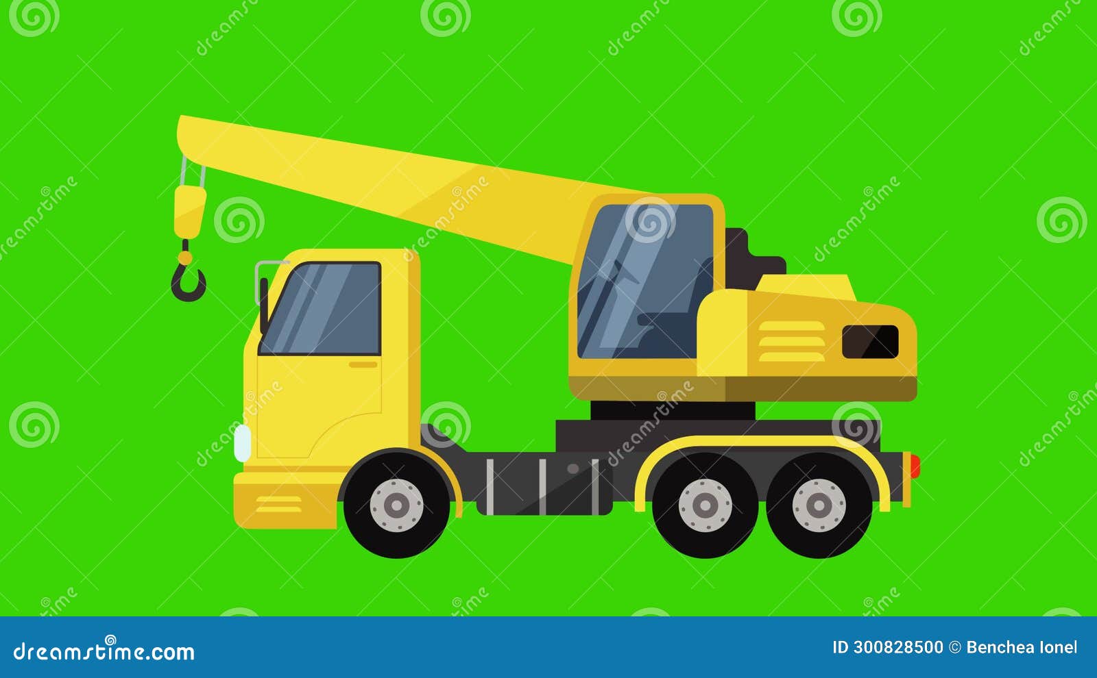 Mobile Crane Building Machinery, Running on Green Screen Animation ...