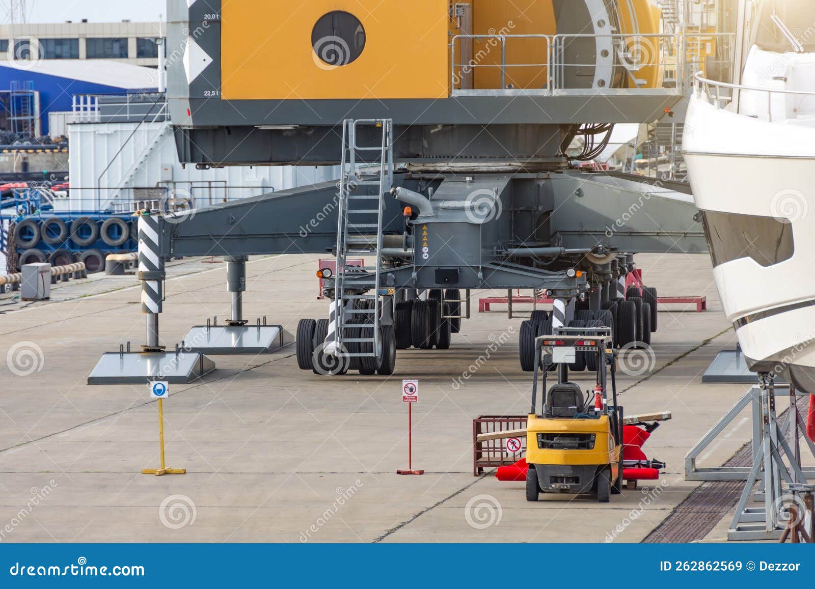 Mobile Crane Cargo Crane Supports in the Docks of the Seaport and ...