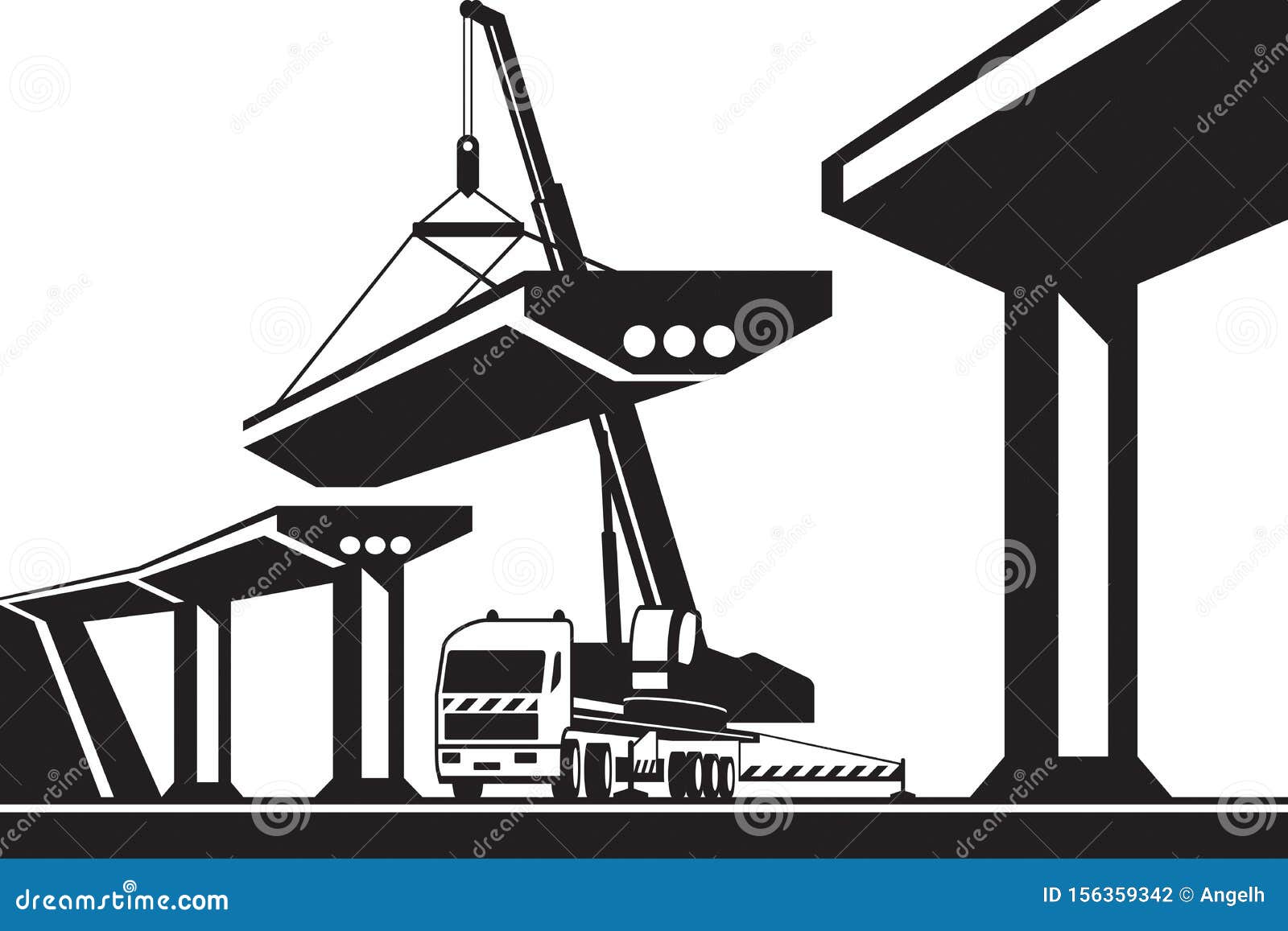 Crane Lifting Cargo Containers Vector Illustration | CartoonDealer.com ...