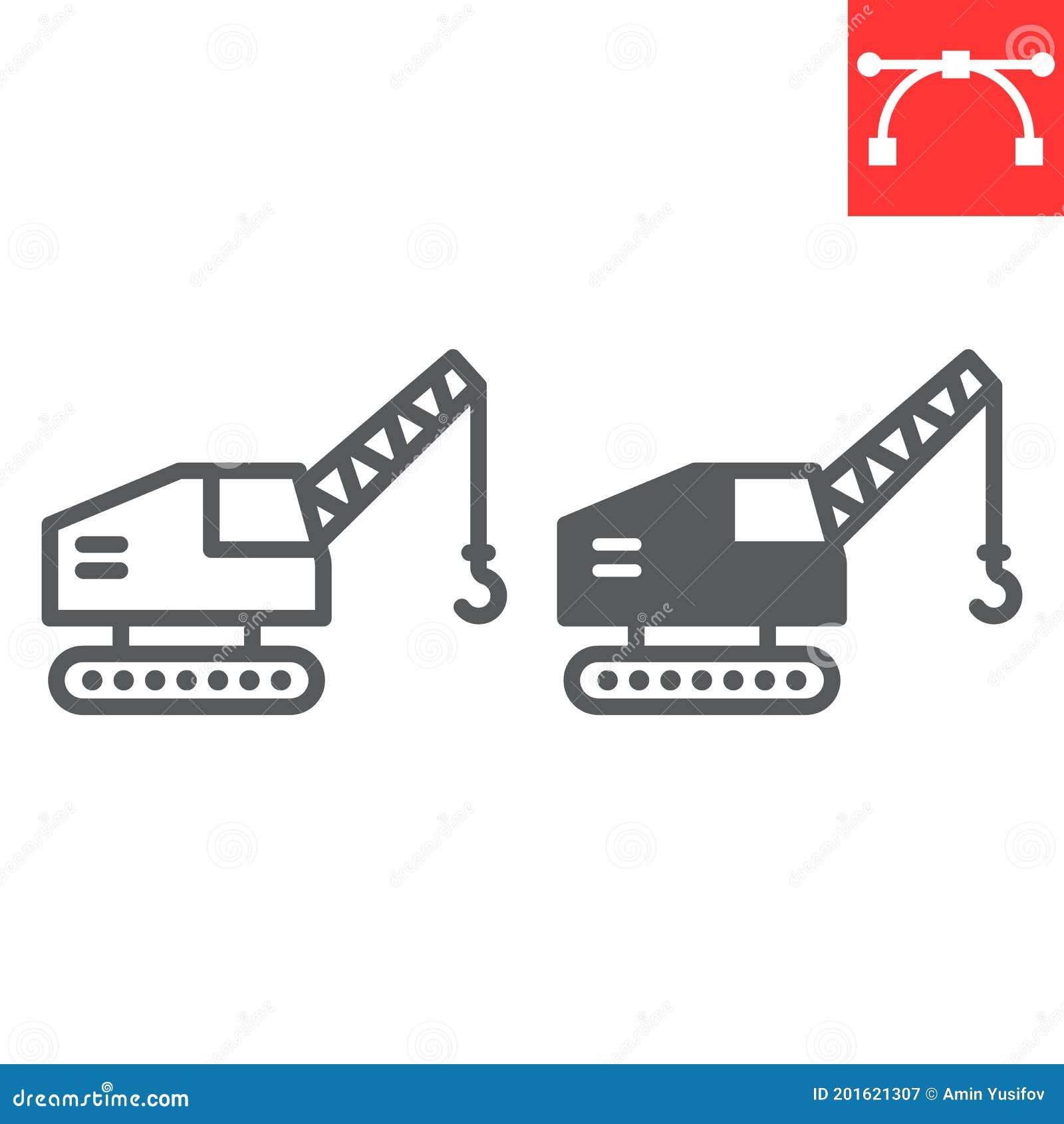 Mobile Crane Line and Glyph Icon, Construction and Vehicle, Crane Sign ...