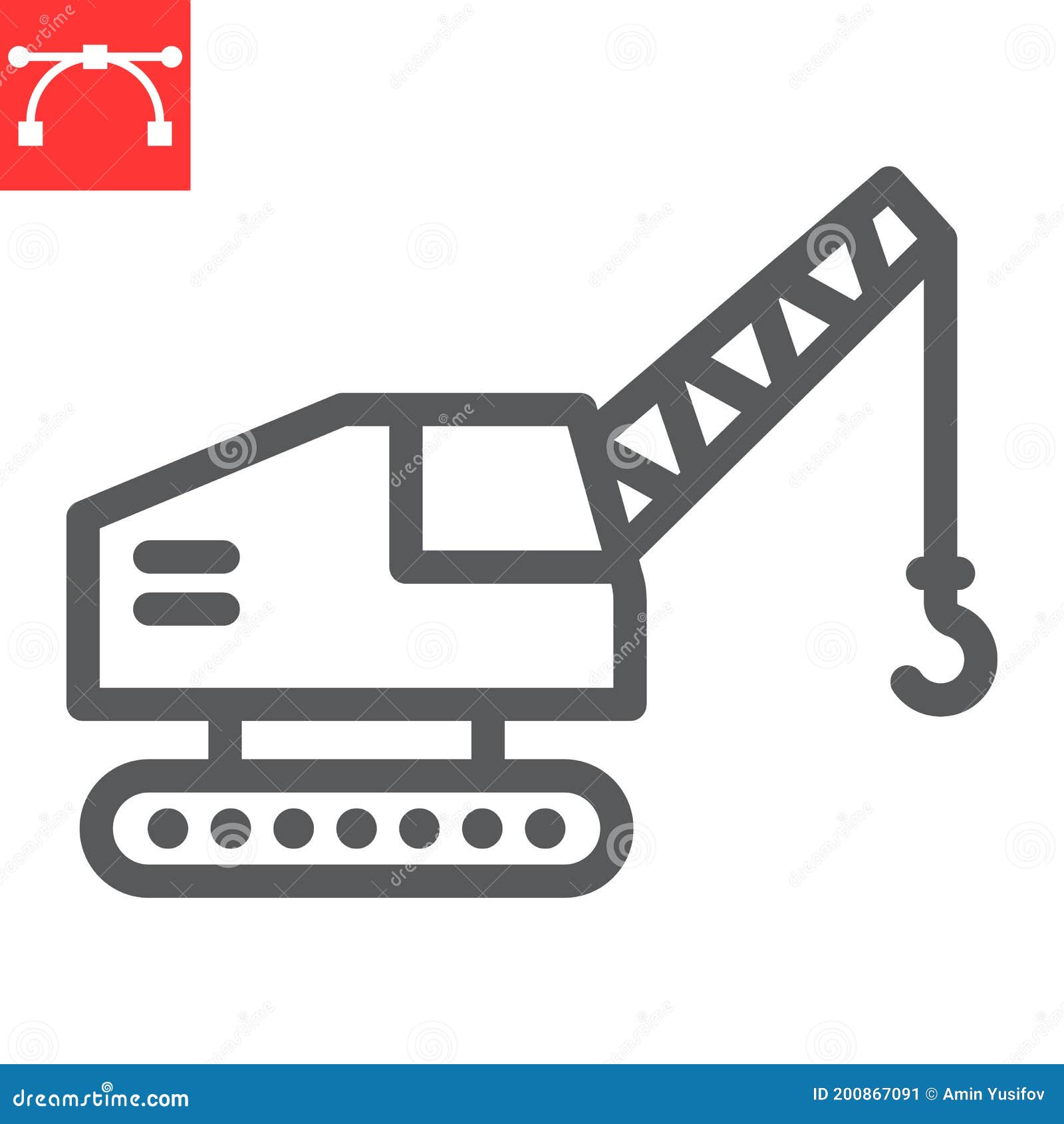 Crane Line Icons Collection. Hoist, Lifting, Construction, Rigging ...