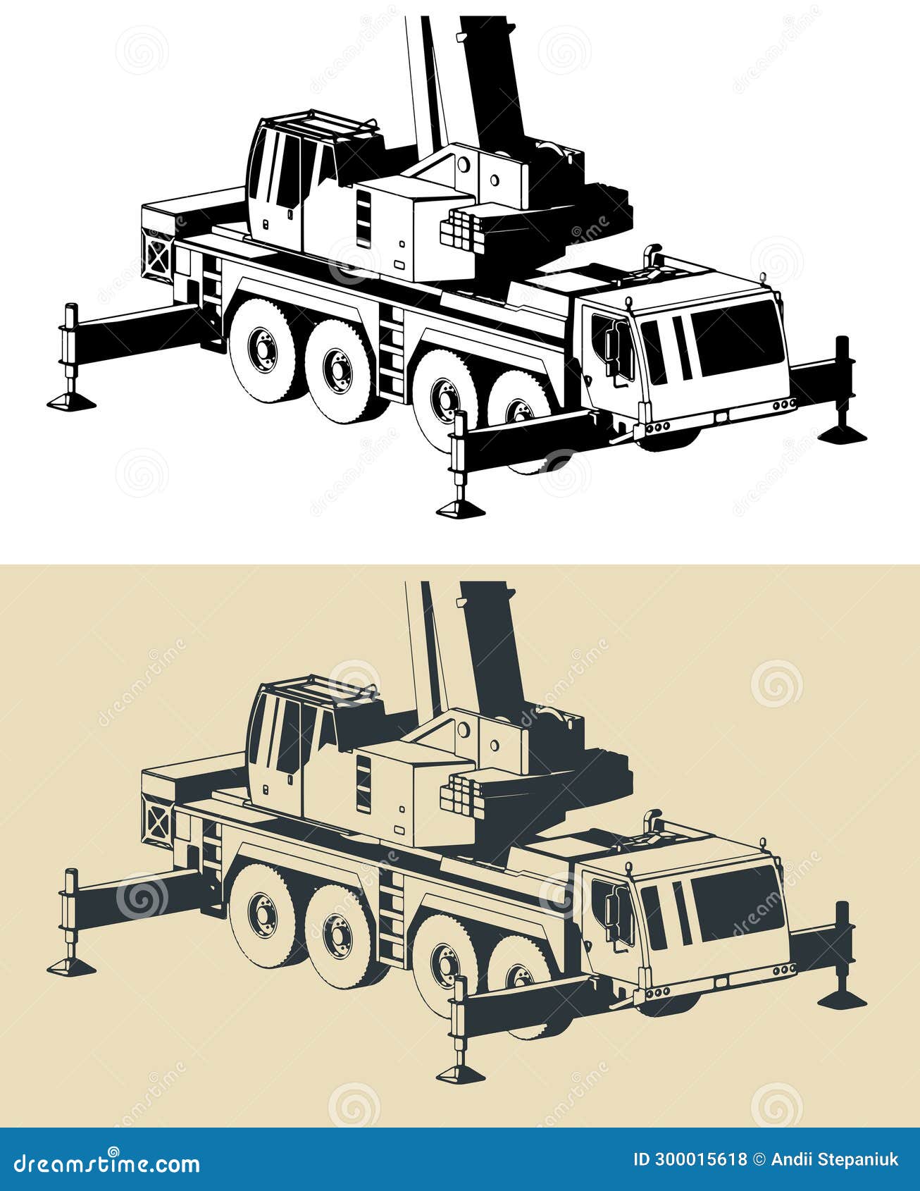 Mobile Crane with Long Powerful Telescopic Boom Stock Illustration ...