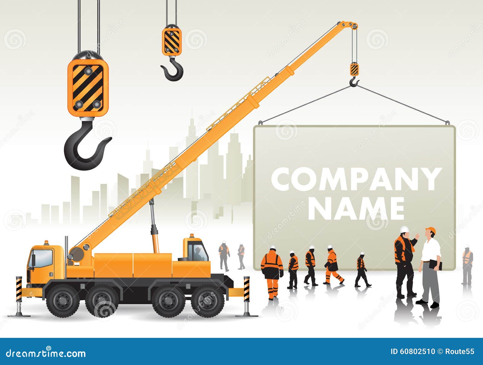 Mobile Crane Lifting Air Conditioning Unit Cartoon Vector ...
