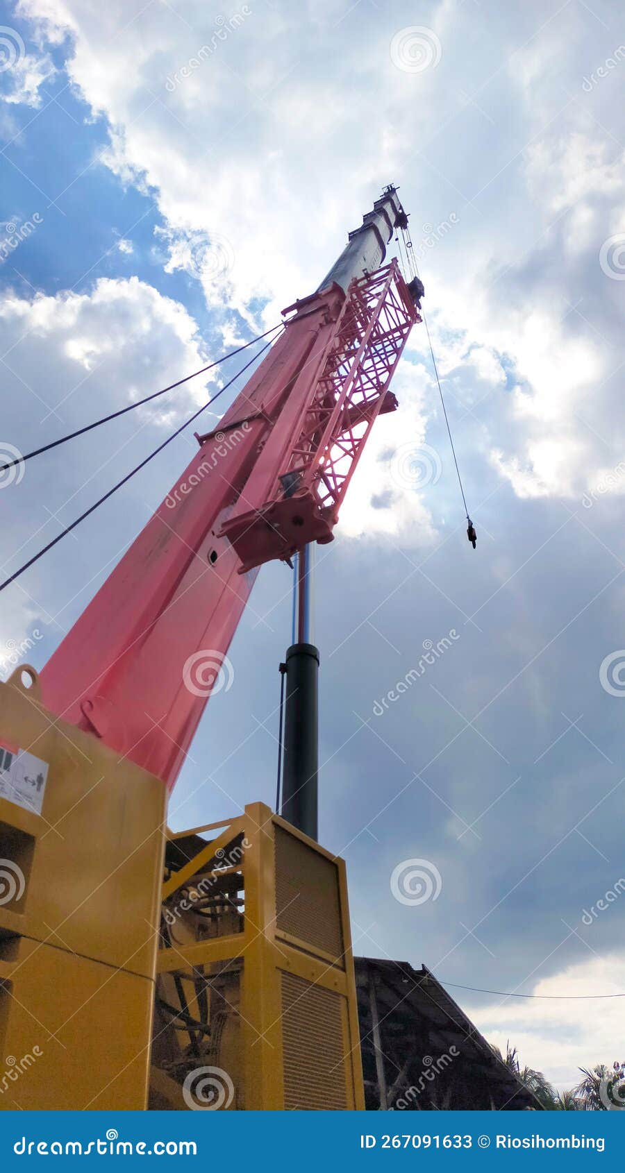 Mobile Crane Telescope Boom Erection or Soaring To the Sky Stock Image ...