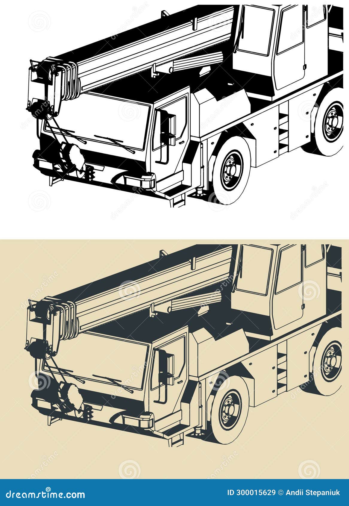 Mobile Crane with Telescopic Boom Close-up Stock Illustration ...