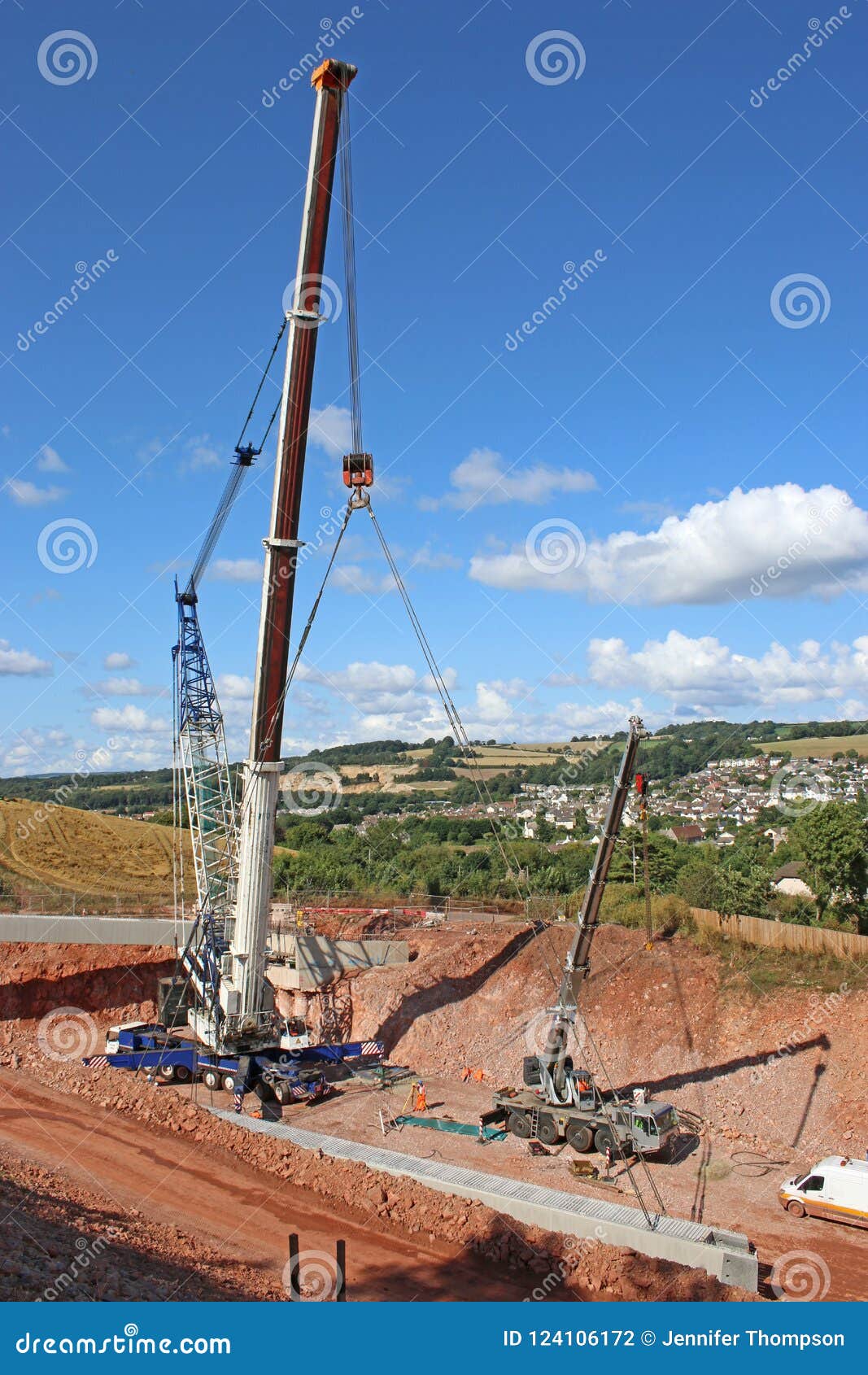 Mobile crane at work stock photo. Image of support, truck - 124106172