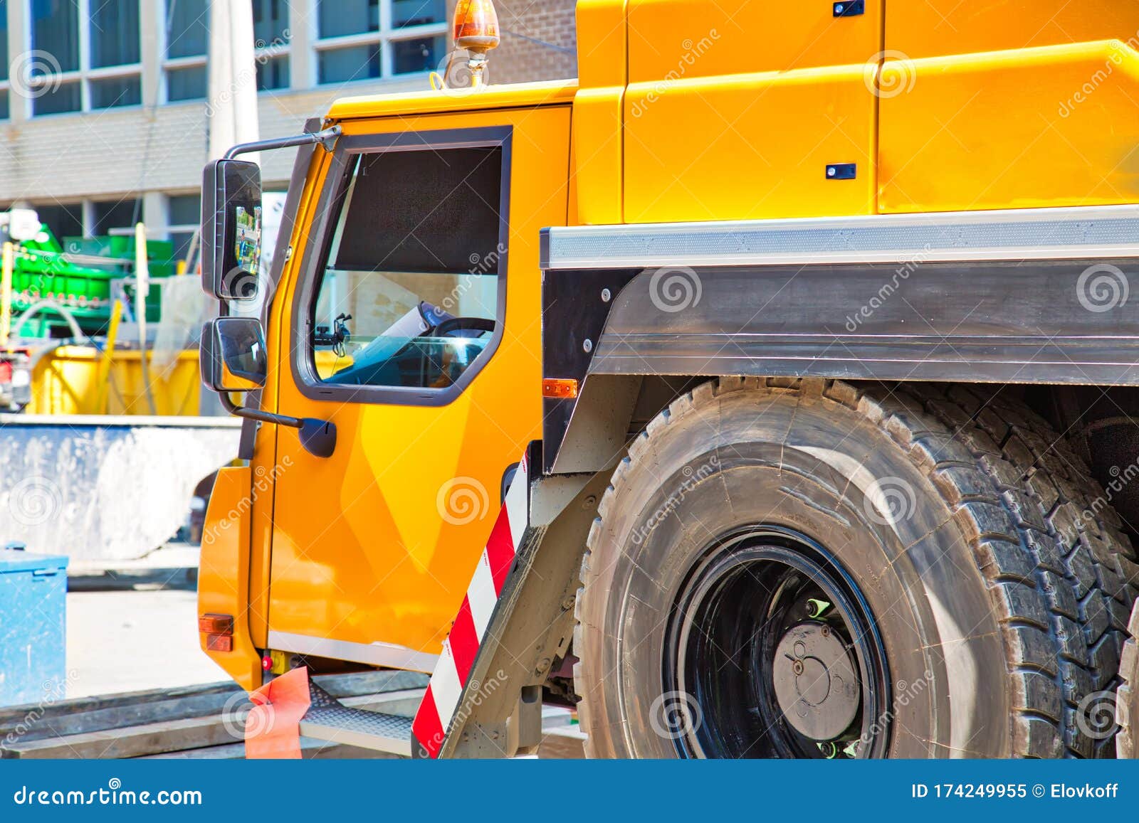 Mobile Crane at Work at Downtown Construction Site Stock Image - Image ...