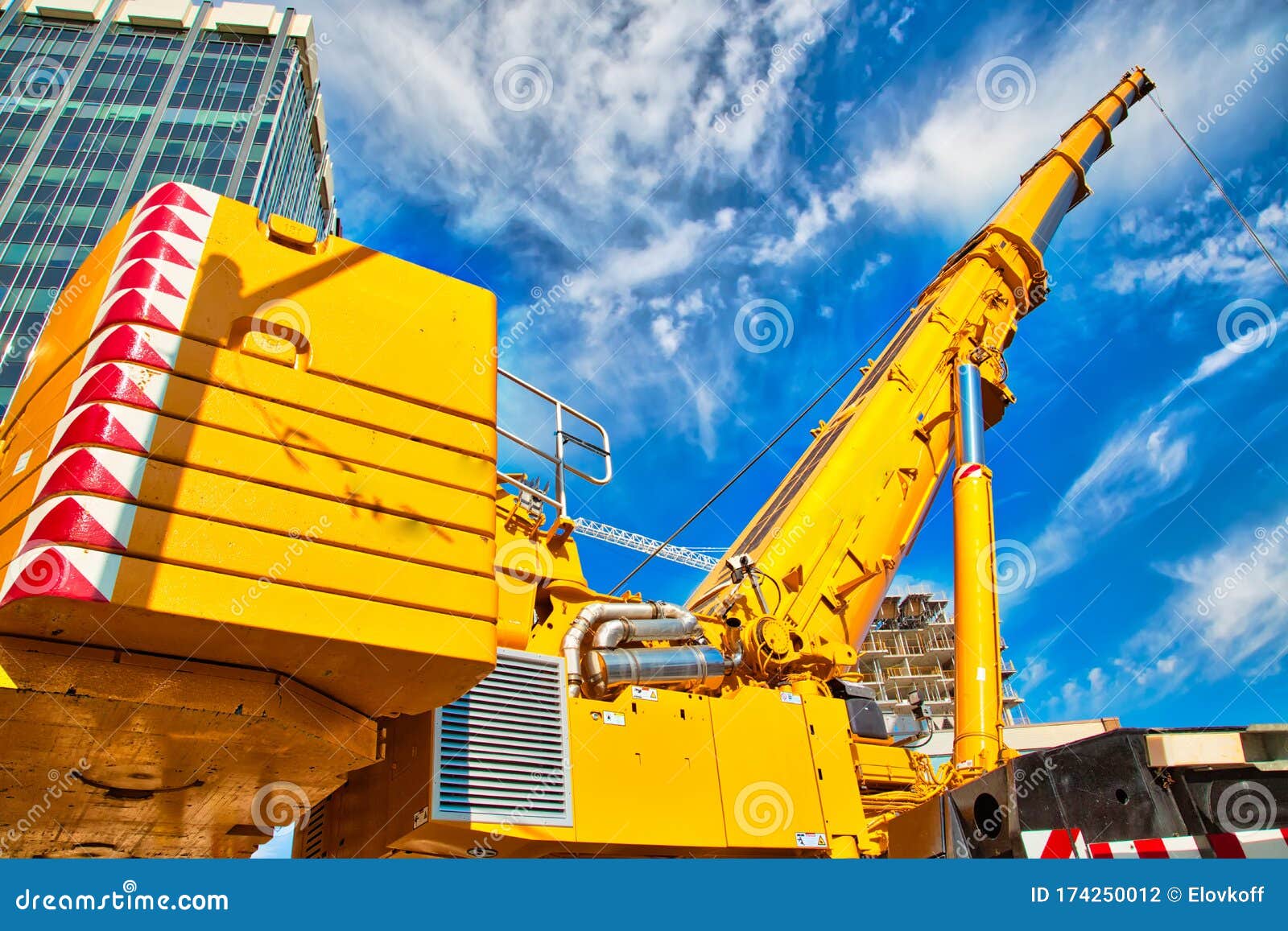 Mobile Crane at Work at Downtown Construction Site Stock Photo - Image ...