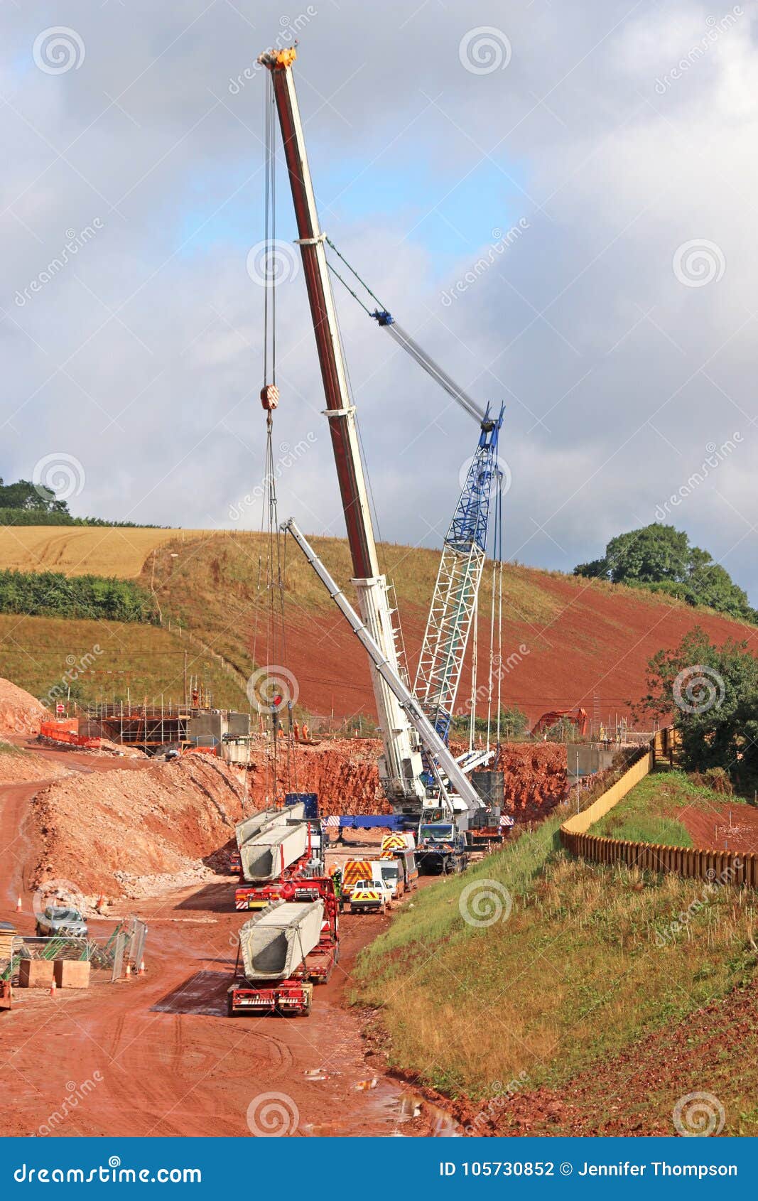 Mobile Cranes on a Construction Site Stock Photo - Image of stone ...