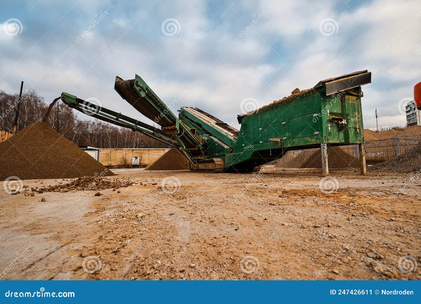 Mobile Crushing and Sorting Complex at Demolition Site Stock Image ...