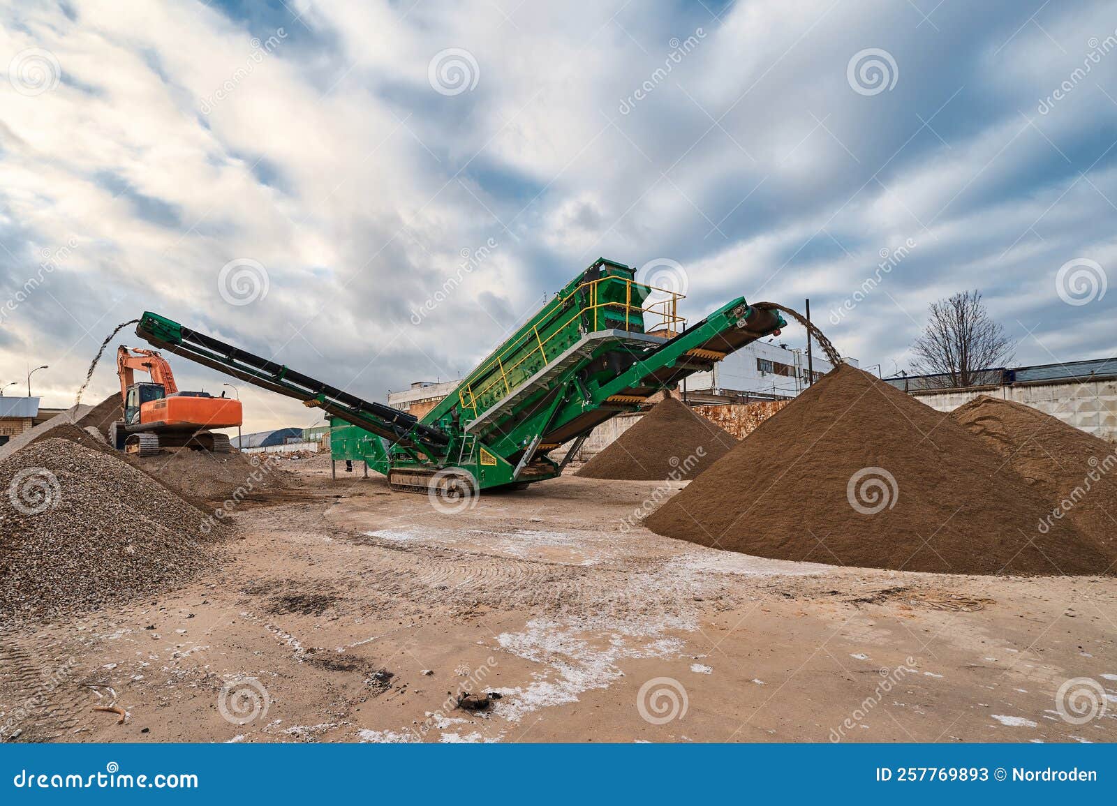 Mobile Crushing and Sorting Complex at Demolition Site Stock Image ...