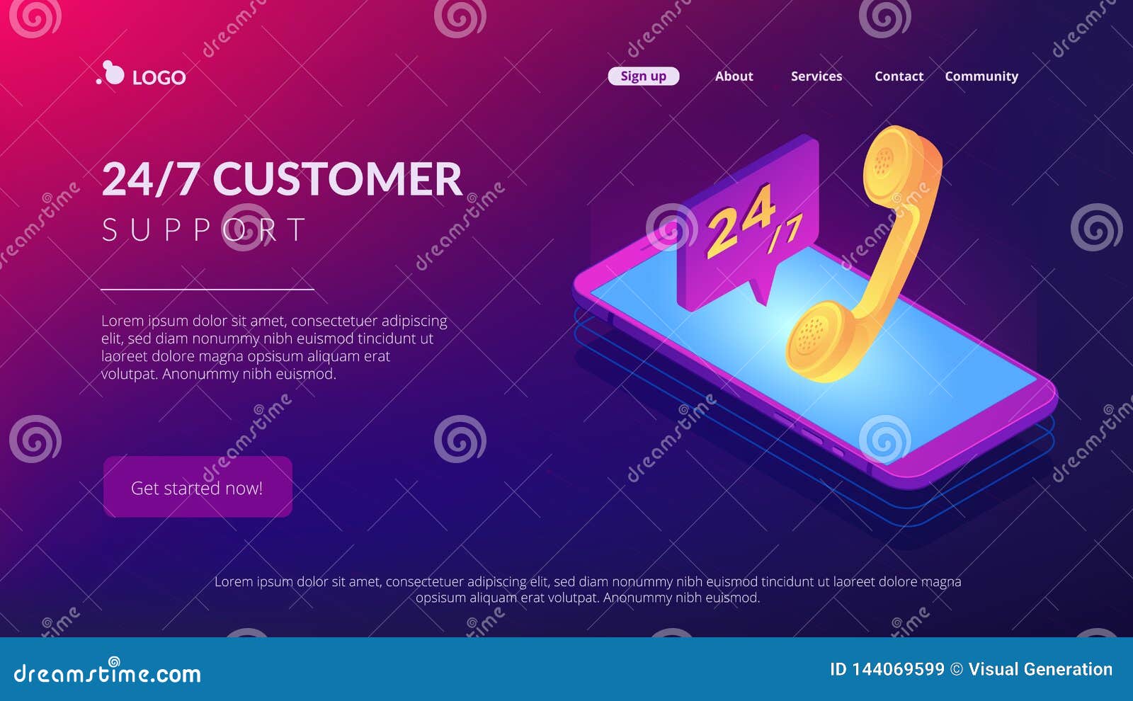 Mobile Customer Service Isometric 3D Landing Page. Stock Vector ...