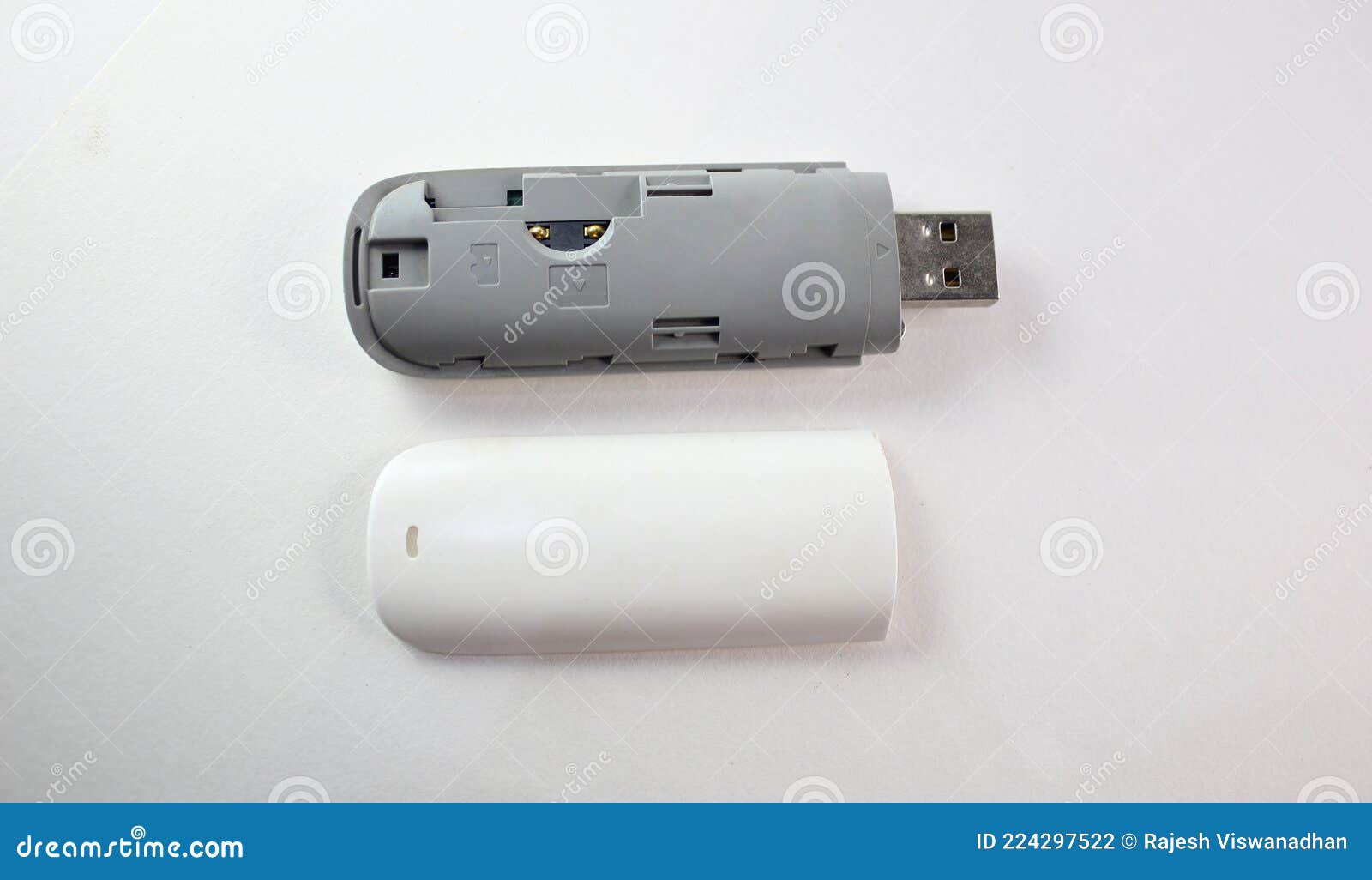 Mobile Sim Internet USB Modem Opened Isolated in White Background Stock ...