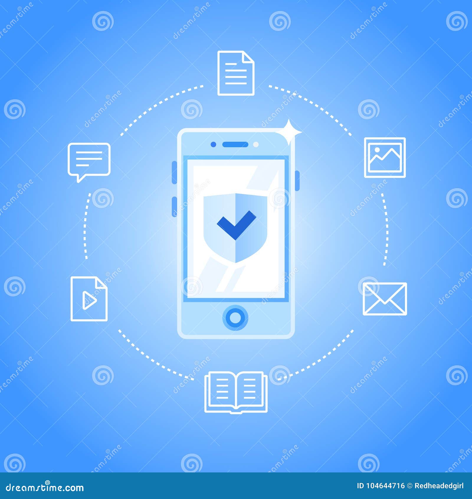 Mobile Data Protection with Shield Stock Vector - Illustration of ...