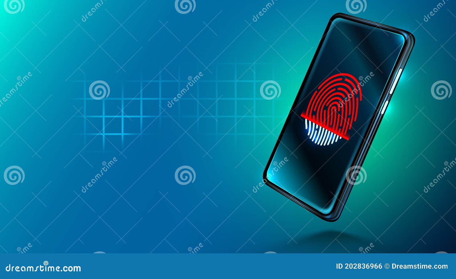 Mobile Data Security Concept. Smartphone with Fingerprint Scanner ...