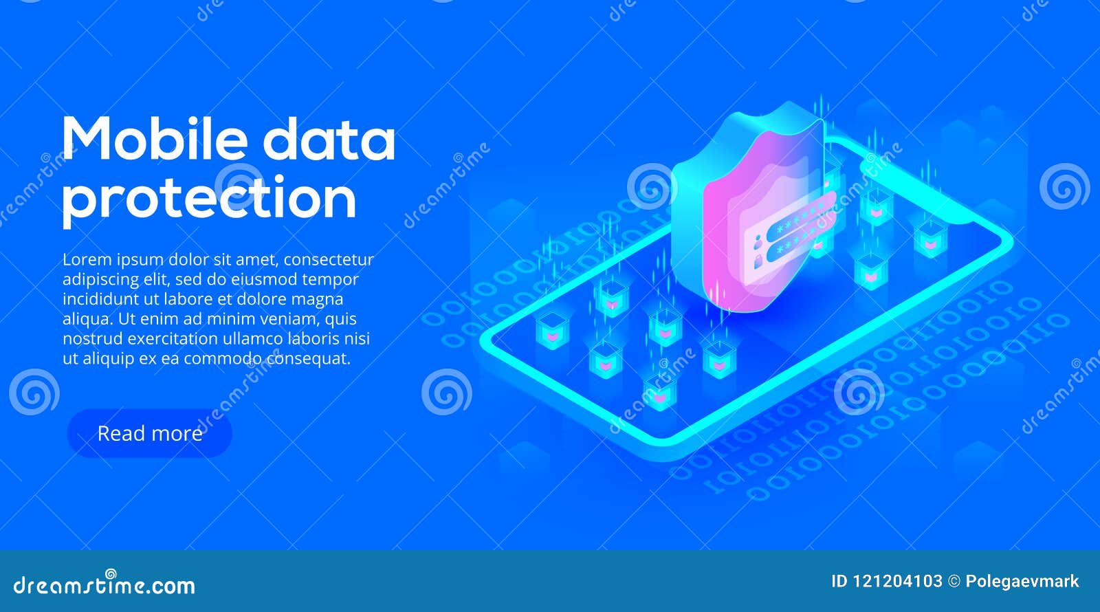Mobile Data Security Isometric Vector Illustration Online Payment