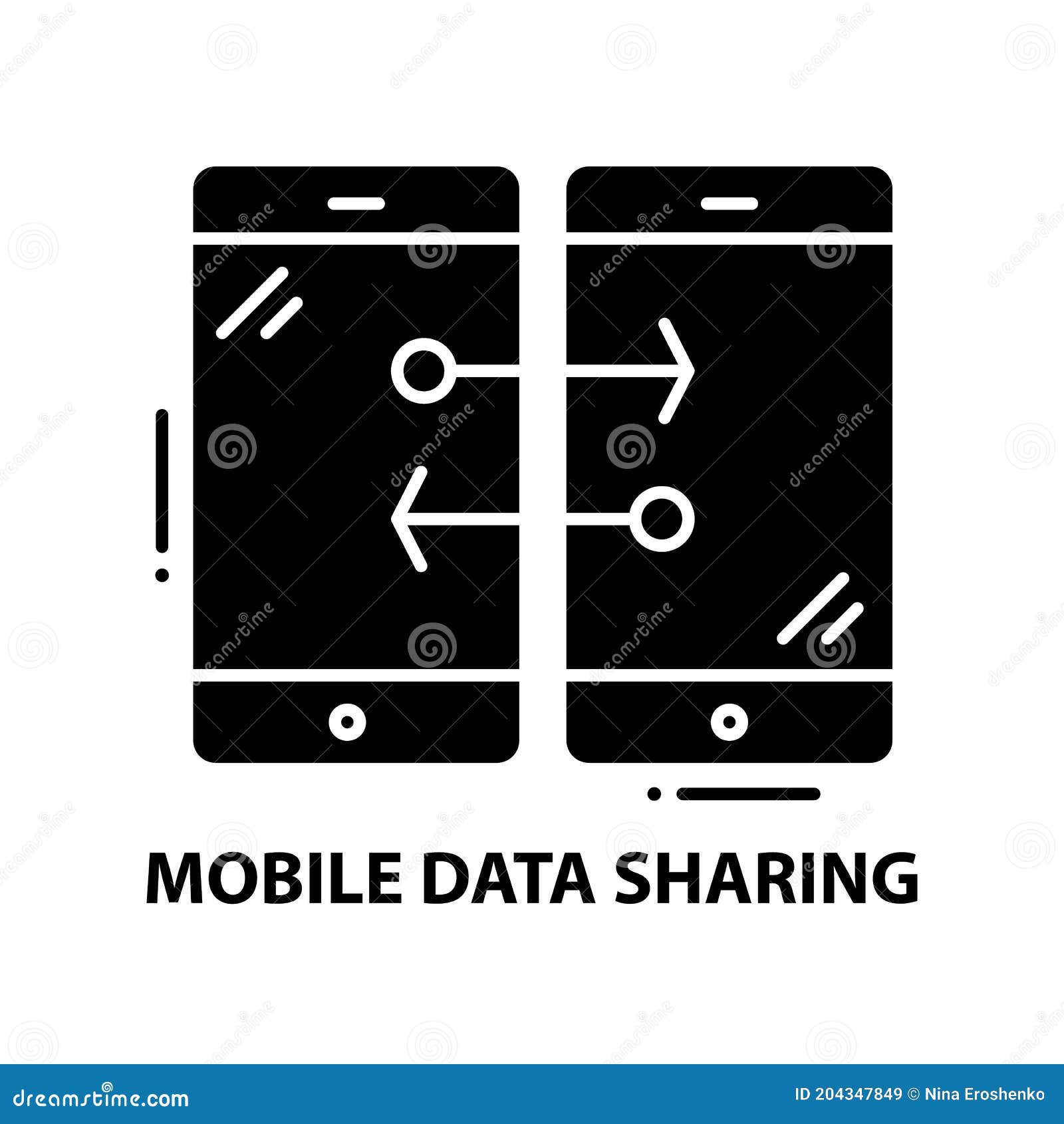 Mobile Data Sharing Icon, Black Vector Sign with Editable Strokes ...