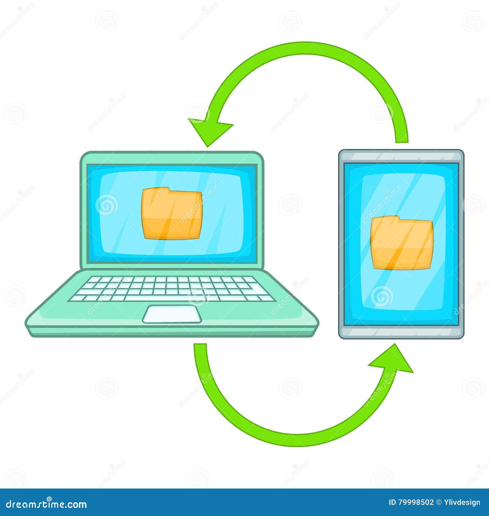 Mobile Data Synchronization Icon Cartoon Style Stock Vector