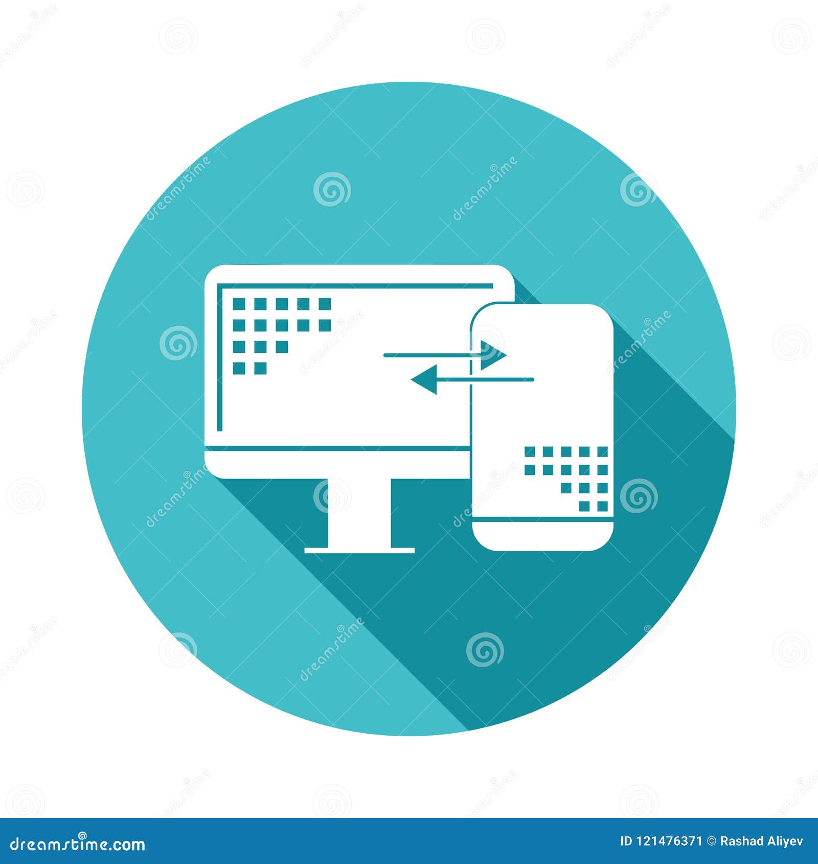 Mobile Data Synchronization Icon In Flat Long Shadow Style Stock